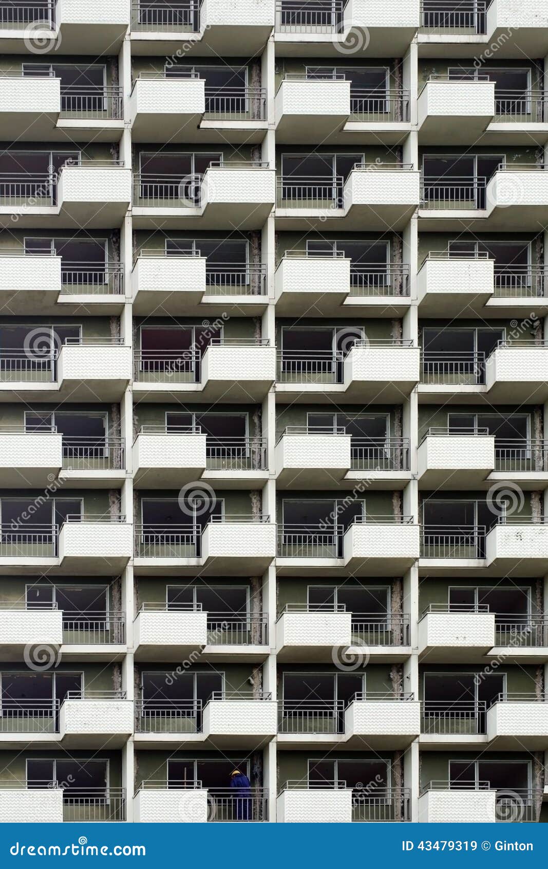 High Rise Facade with Construction Worker Stock Image - Image of ...