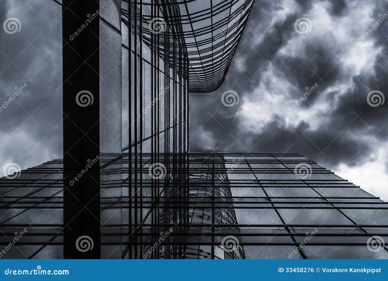 High Rise Glass Building Under Rain Cloud Sky Stock Photo - Image of ...