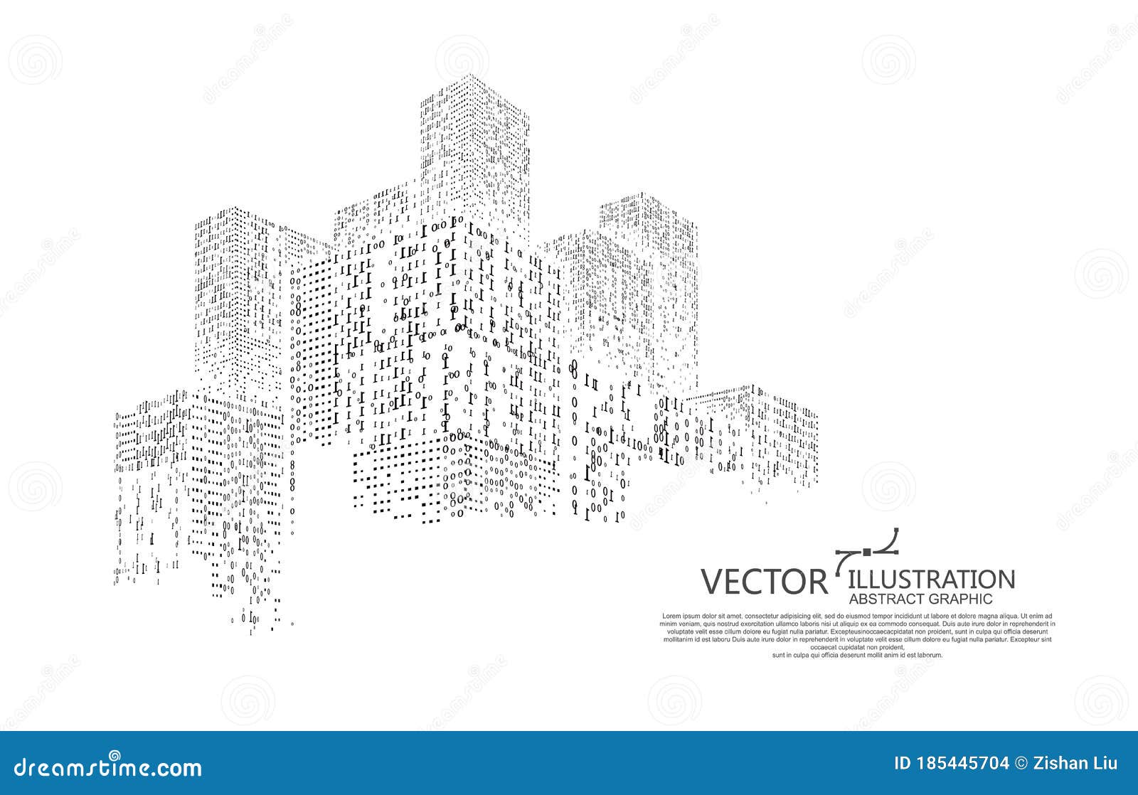 A High - Rise Graphic Design Consisting of Binary Numbers Stock Vector ...