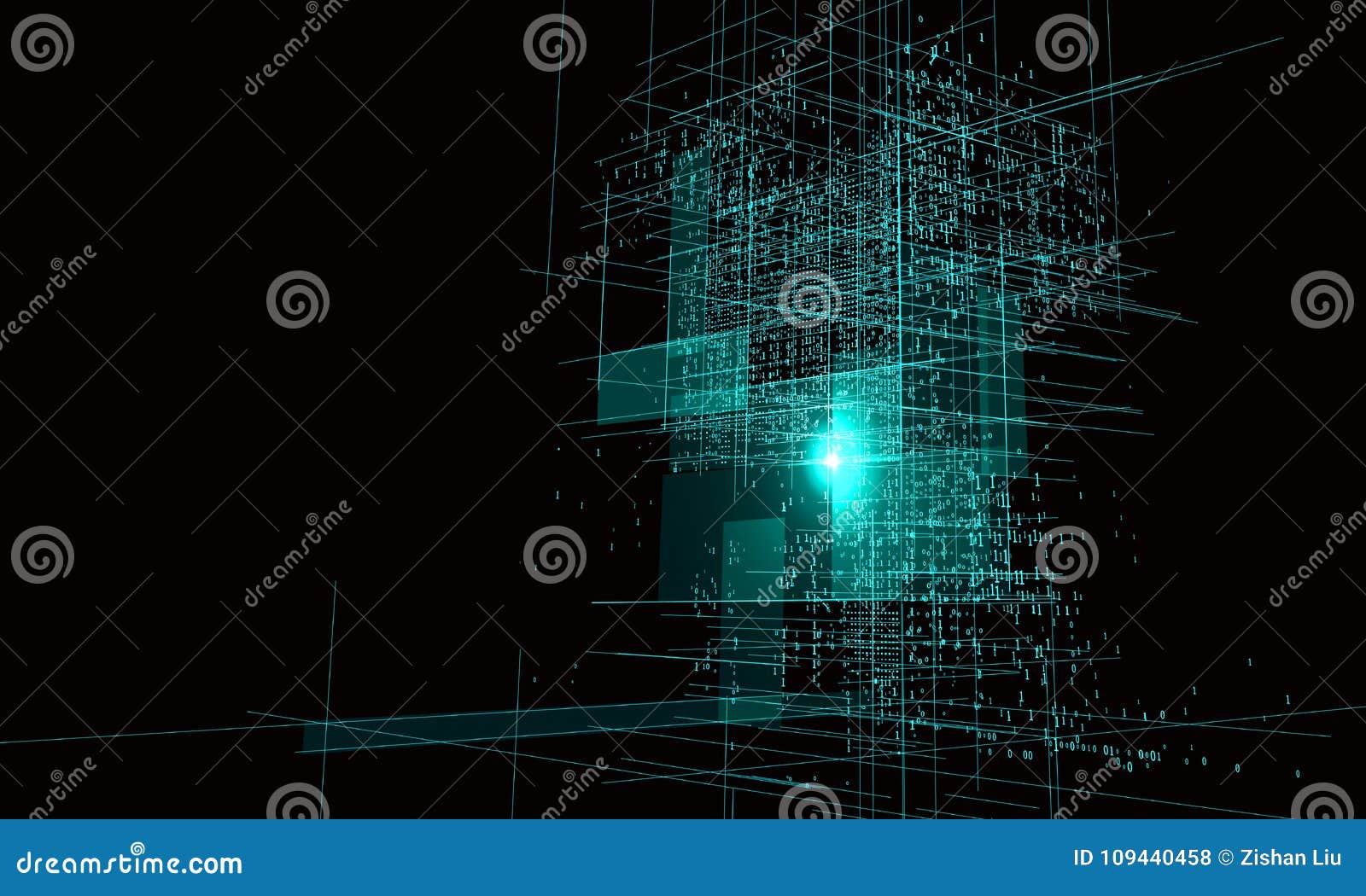 A High - Rise Graphic Design Consisting of Binary Numbers. Stock Vector ...