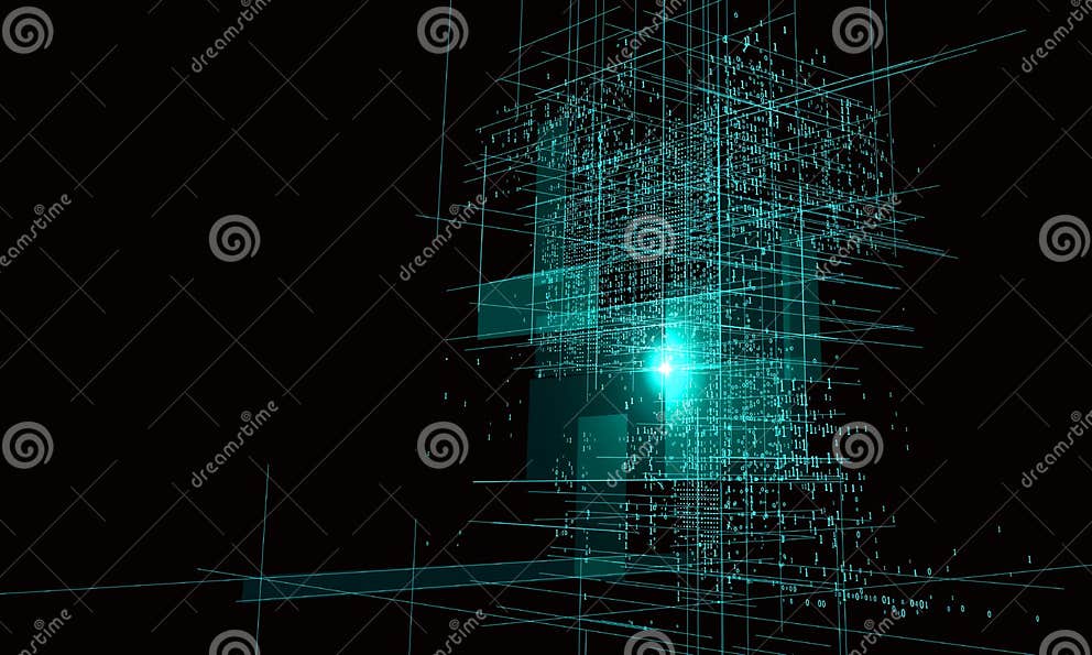 A High - Rise Graphic Design Consisting of Binary Numbers. Stock Vector ...