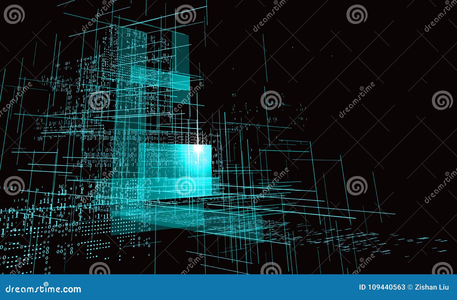 A High - Rise Graphic Design Consisting of Binary Numbers. Stock Vector ...