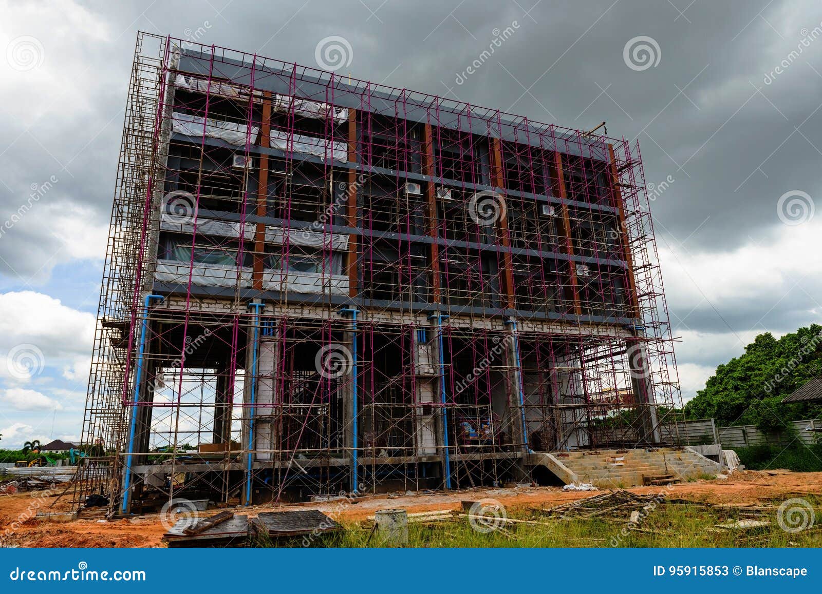 High Rise Luxury Construction Building Stock Image - Image of monolith ...