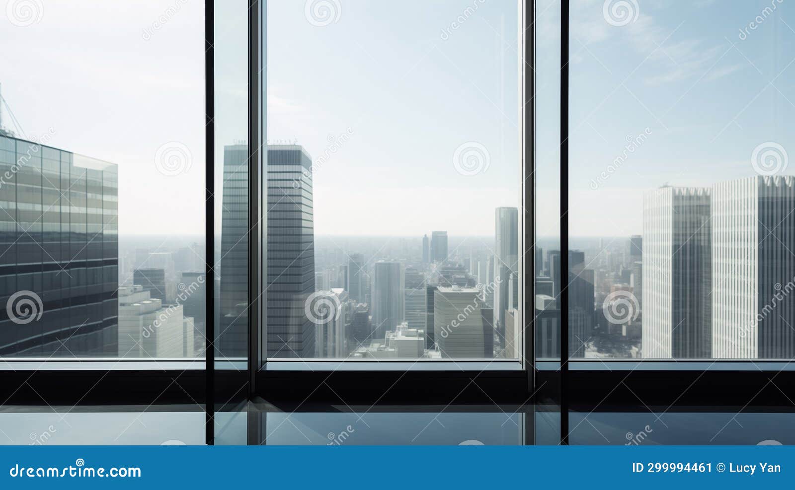 High-rise Modern Building with Wide Windows of City View. Empty Room ... High-rise Modern Building with Wide Windows of City View. Empty Room ...