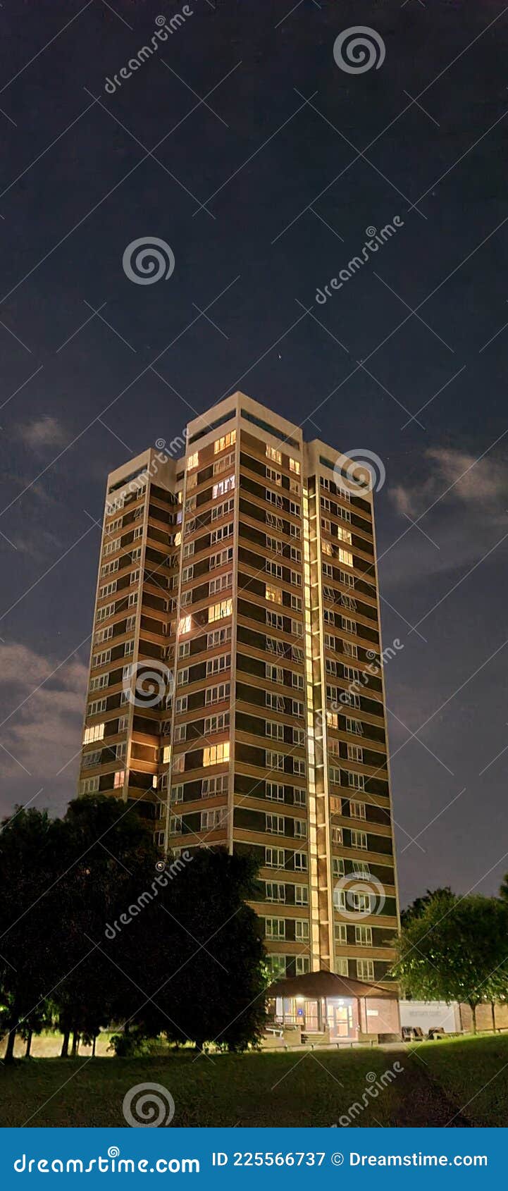 High Rise a night stock image. Image of rise, ceiling - 225566737