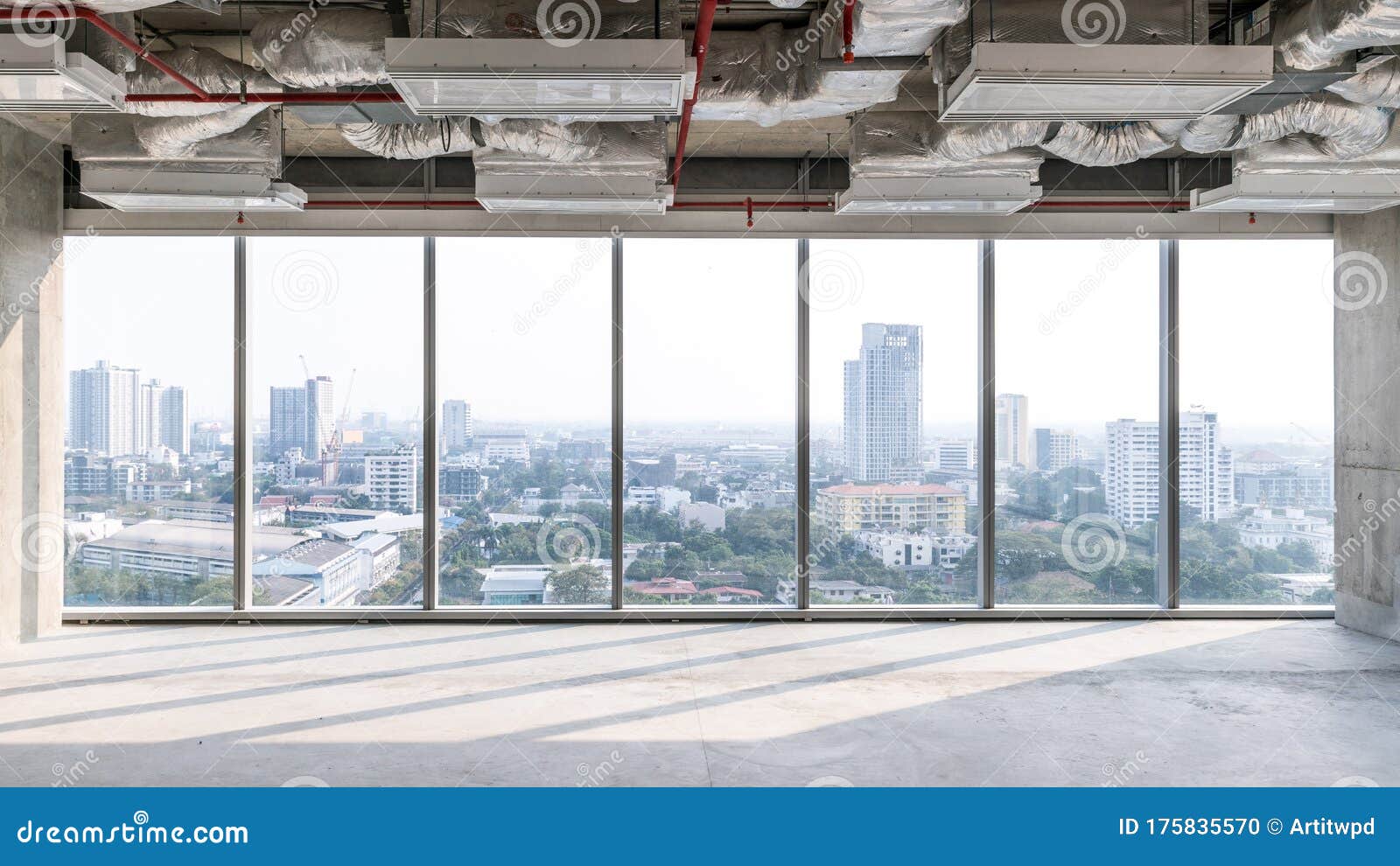 High Rise Office Under Construction with Open Ceiling To See Structure ...