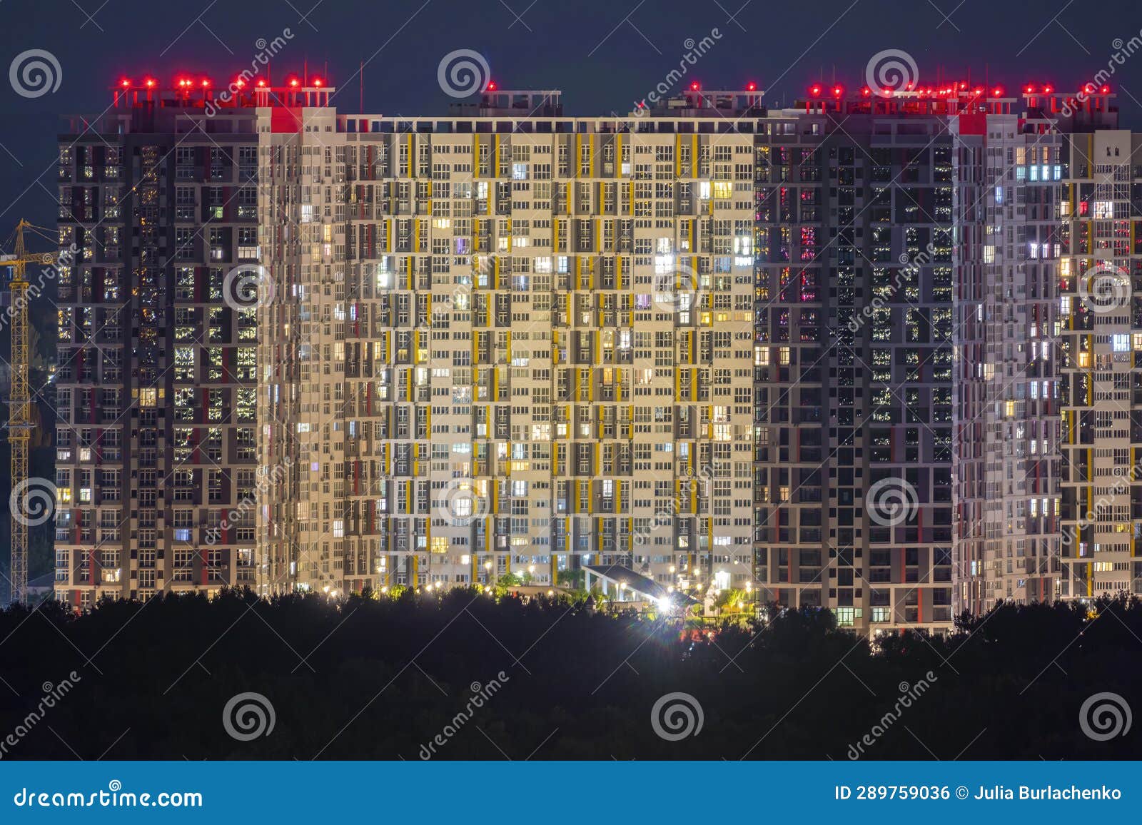 High Rise Residential Building at Night Stock Photo - Image of night ...