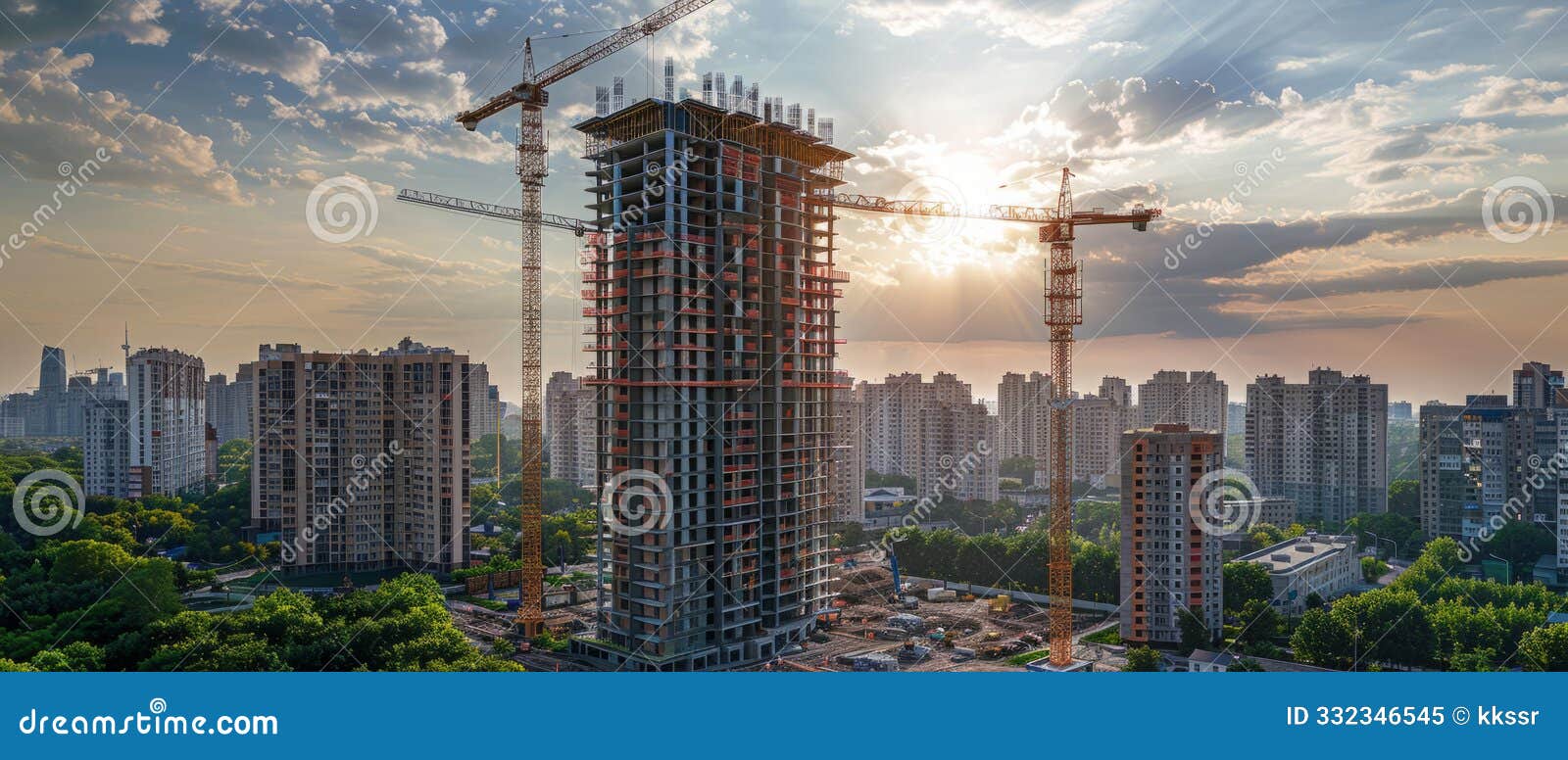 High-rise Residential Building Under Construction in Bustling Cityscape ...