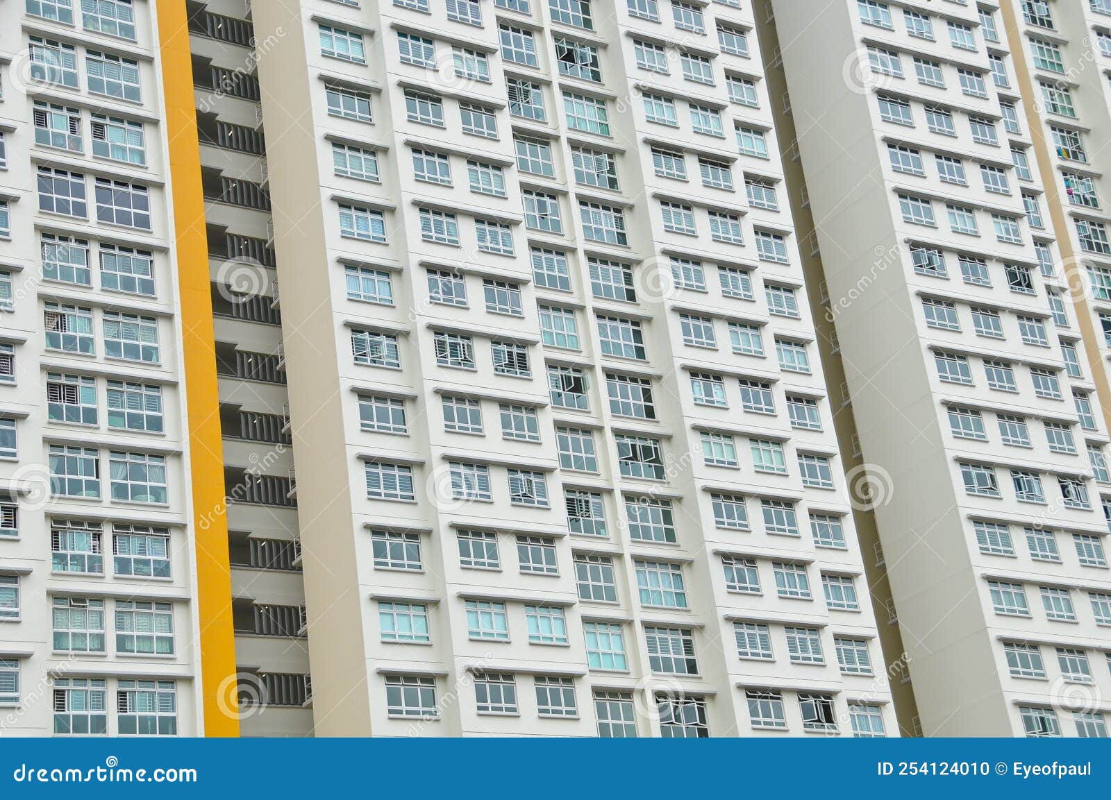 High-rise Residential Flat White Apartments with Some Windows Open ...