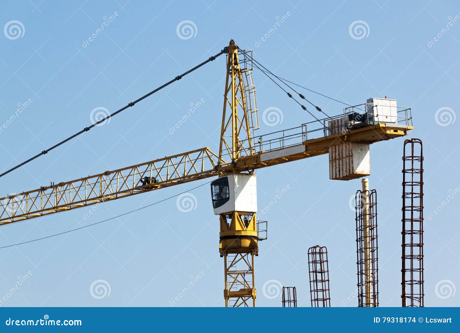 High Rise Tower Crane Operating at Construction Site Stock Photo ...