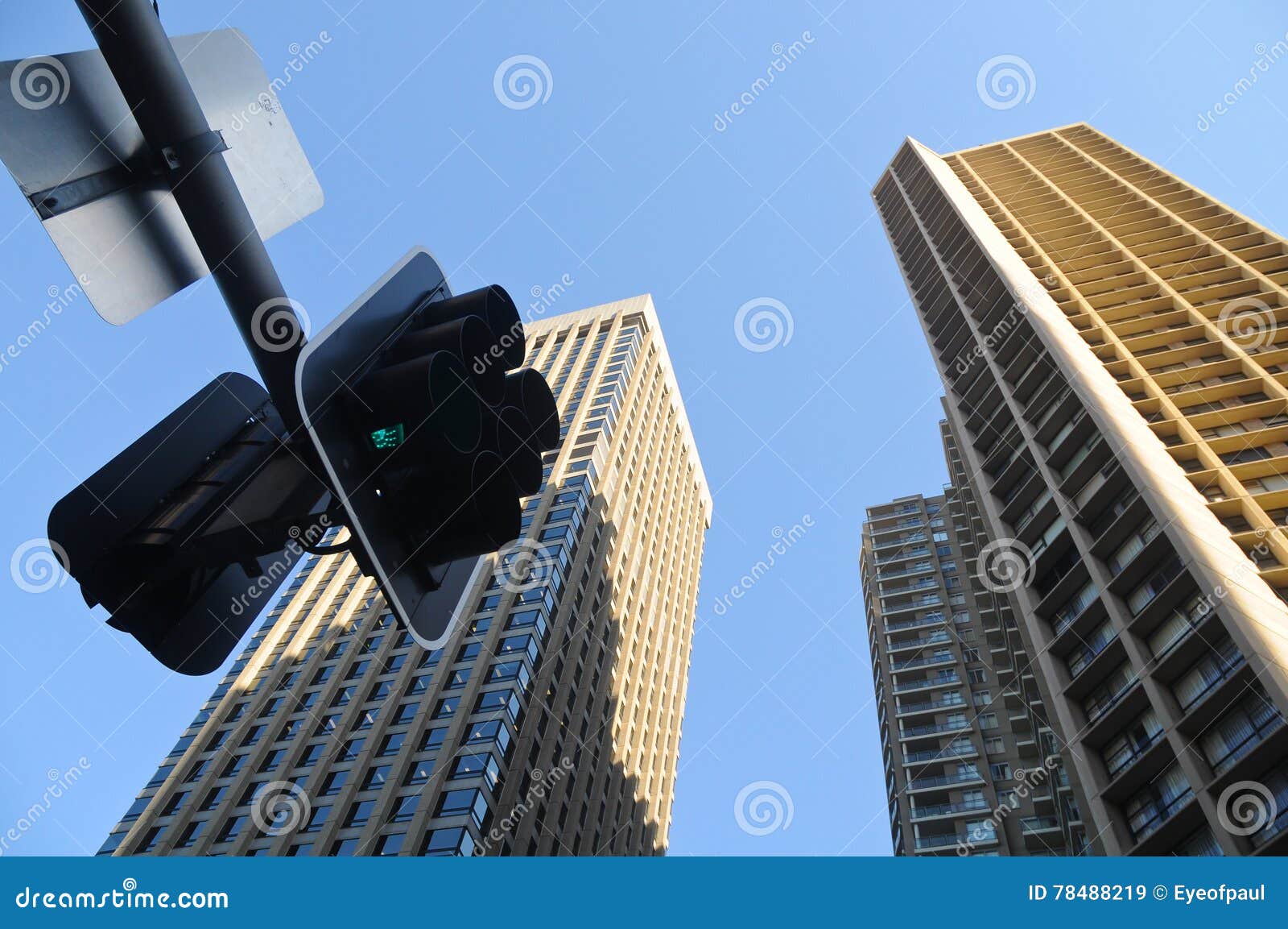 High-rise Towers with Traffic Light Stock Image - Image of architecture ...