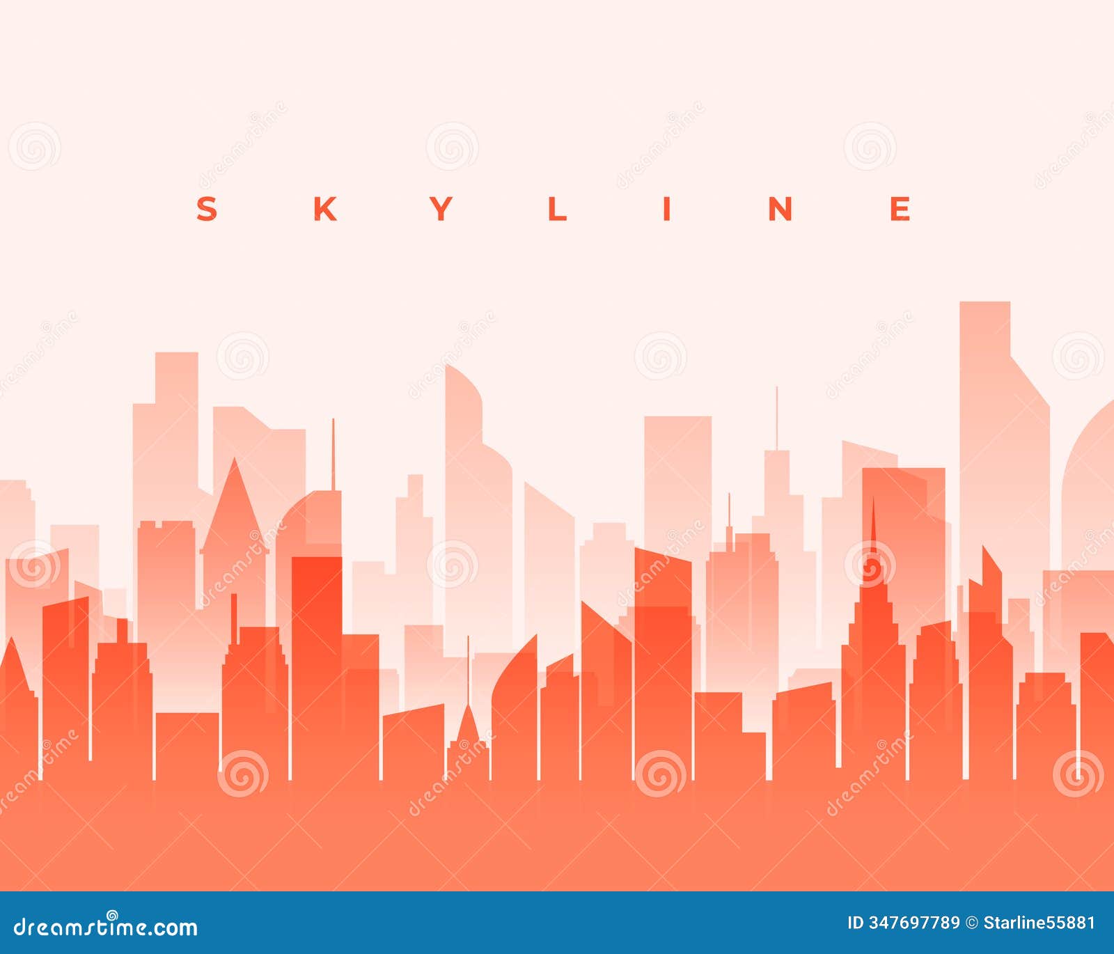 High Rise Urban Skyline Downtown Building Silhouette Stock Illustration ...
