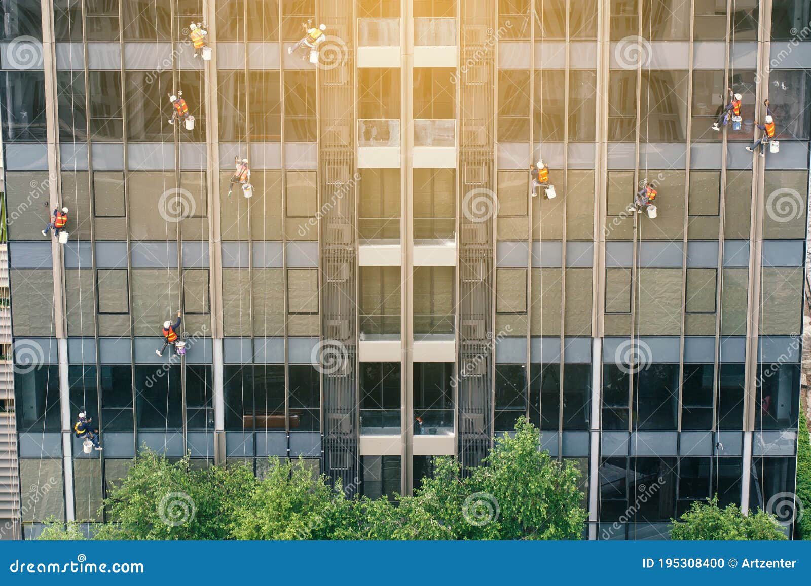 High-rise Window Washers with Scaffold System Stock Photo - Image of ...