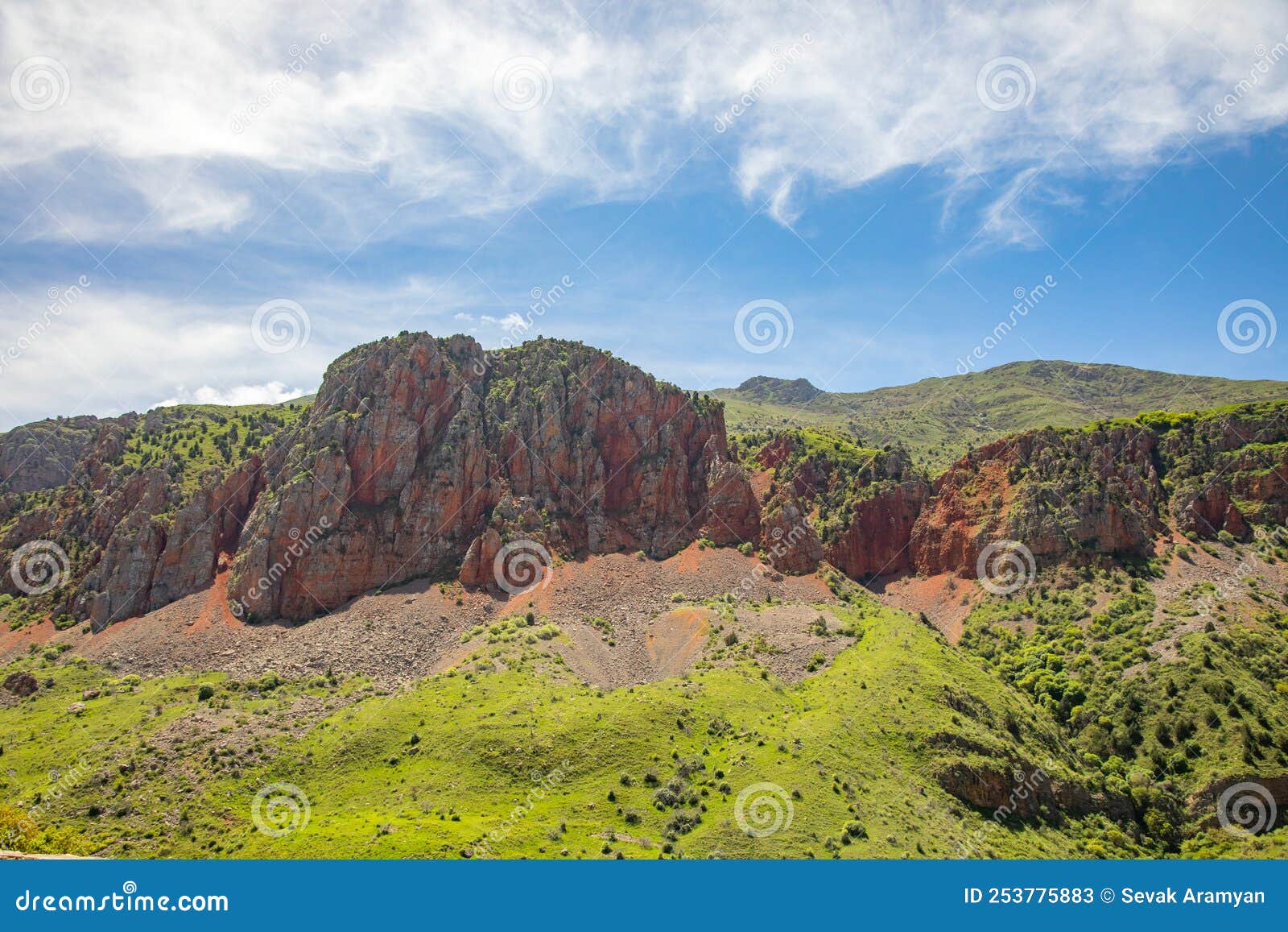 High Rock and Green Grass and Trees Stock Image - Image of rock, view ...