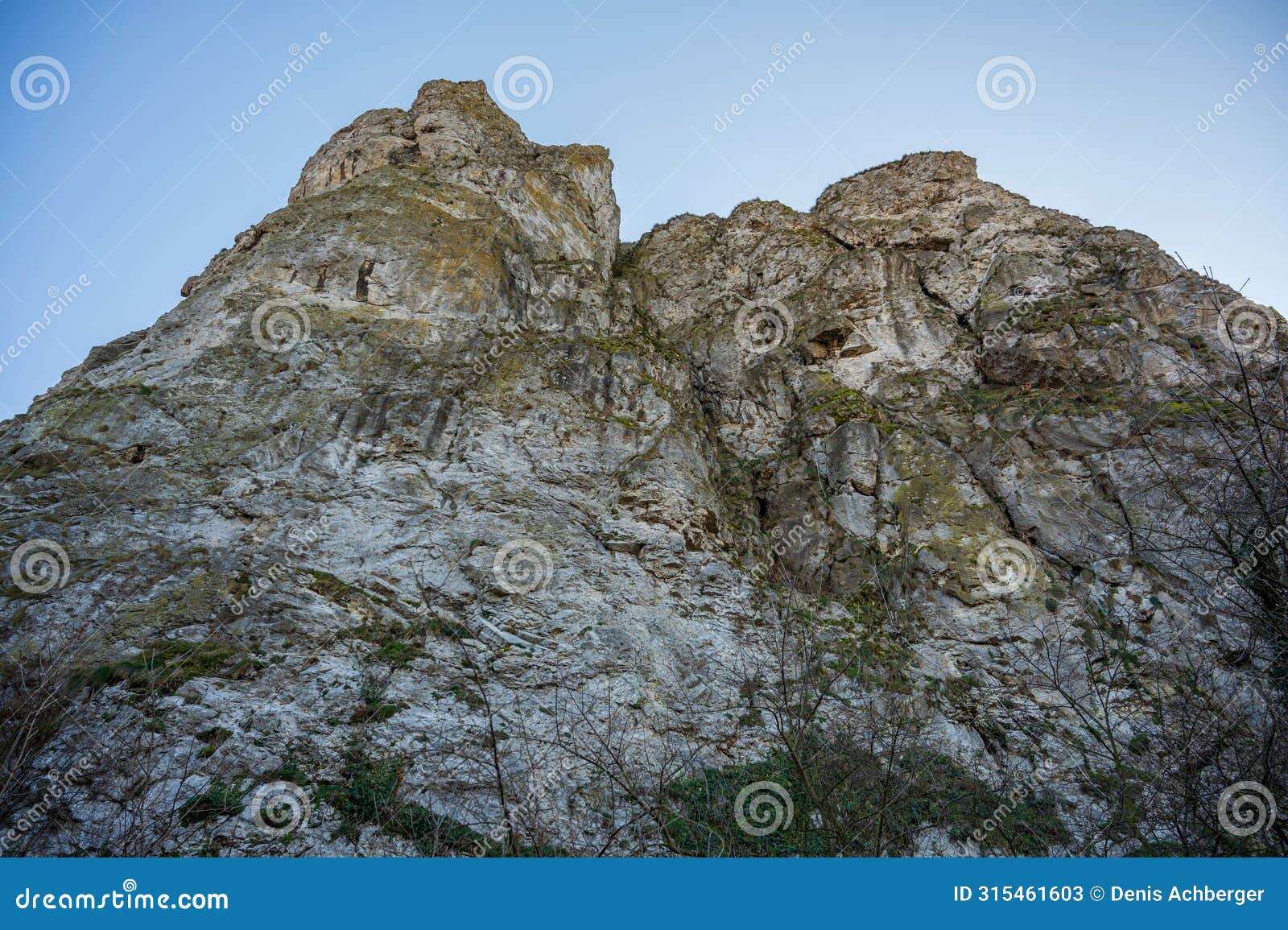 High Rocky Cliff. View from Below Stock Image - Image of rock, high ...