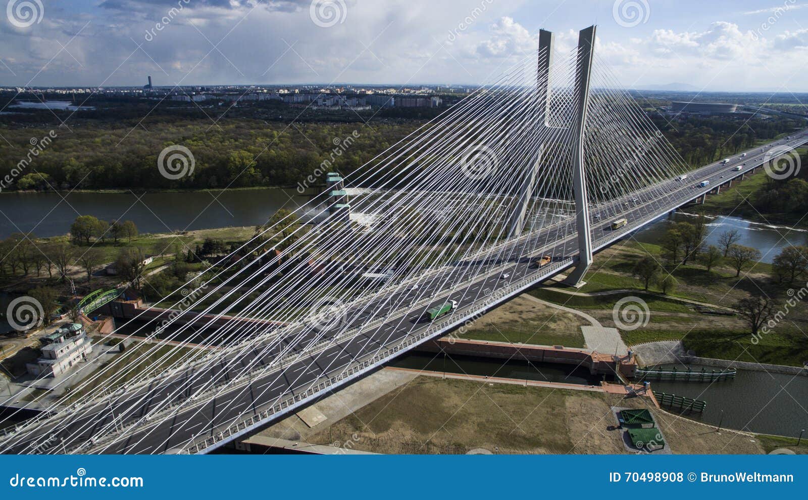 High Rope Bridge Over the River Stock Photo - Image of tourism, poland ...
