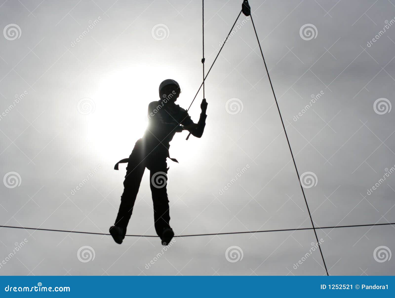 High ropes stock image. Image of woman, fear, helmet, silhouette - 1252521