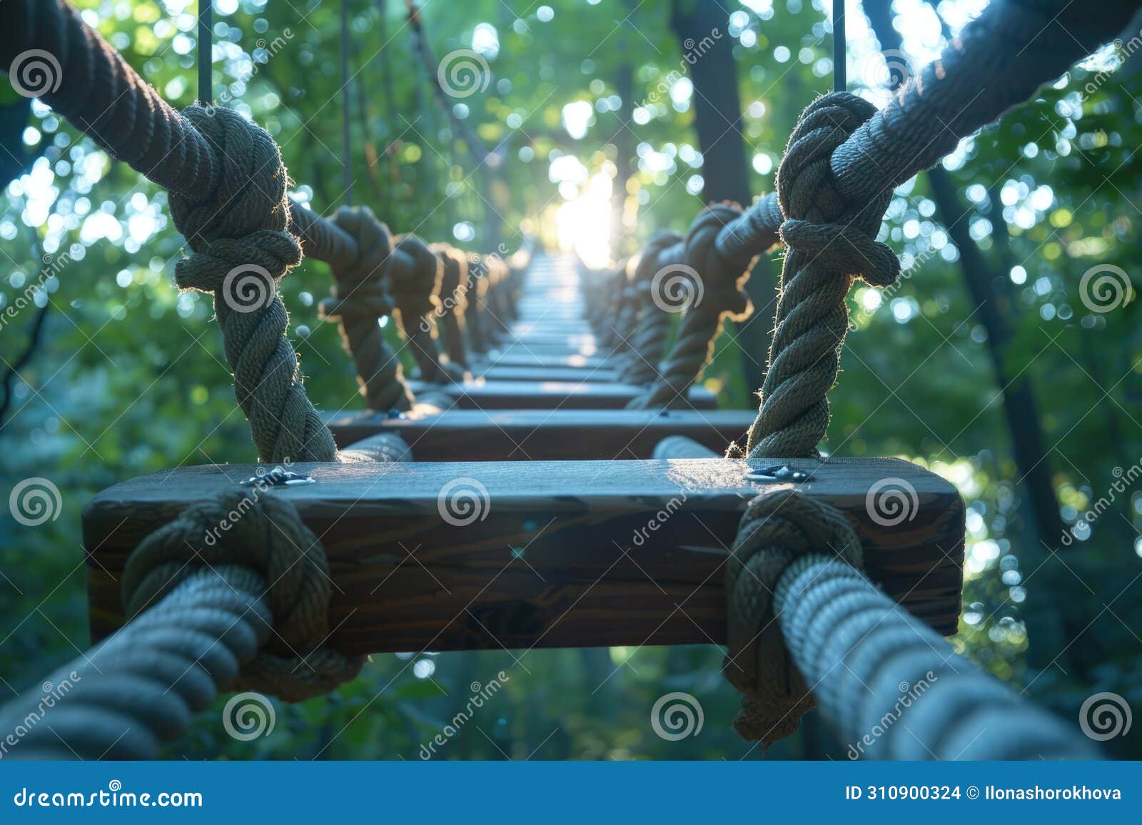 High Ropes Course, Process of Climbing in Amusement Activity Rope Park ...