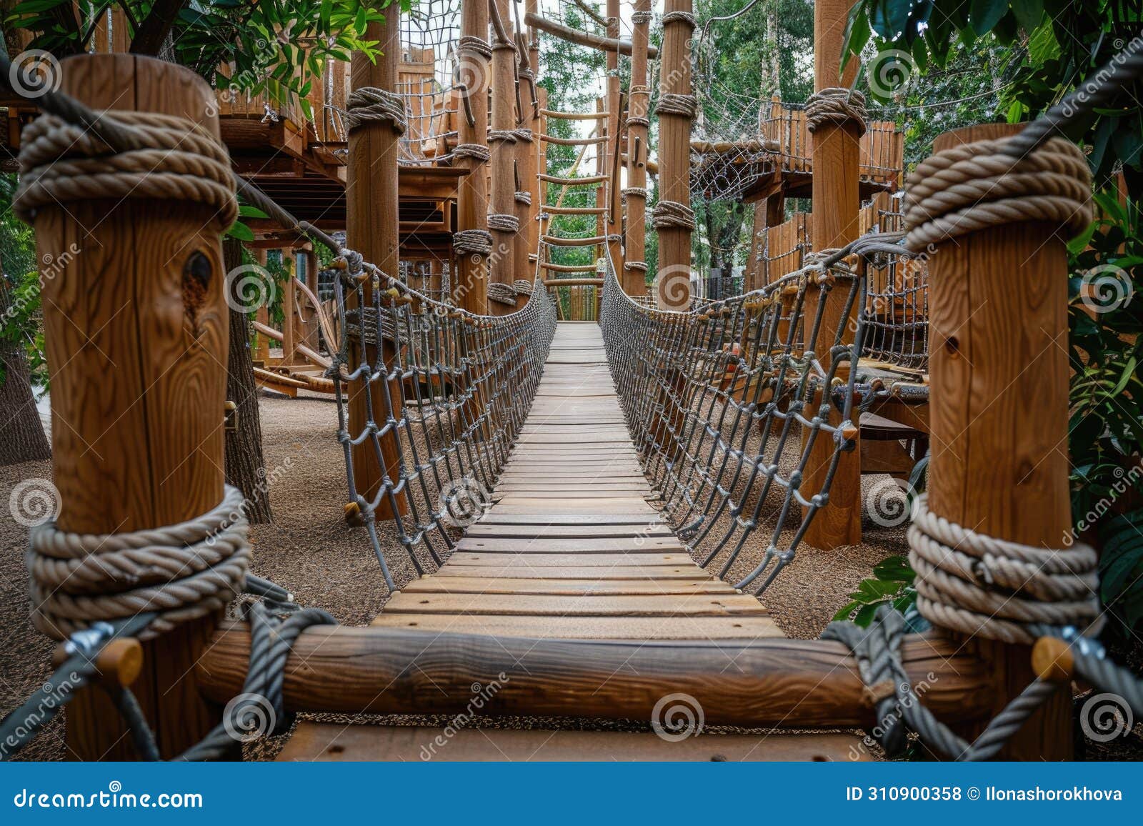 High Ropes Course, Process of Climbing in Amusement Activity Rope Park ...