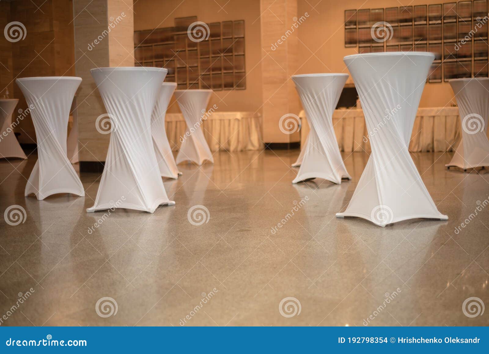 High Round Table for Banquets and Parties Stock Photo - Image of ...
