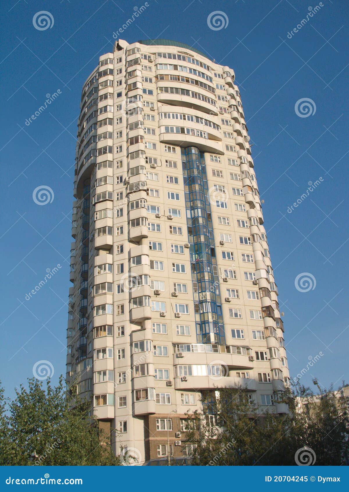 High Sandy Brown Residential Building on Blu Stock Image - Image of ...