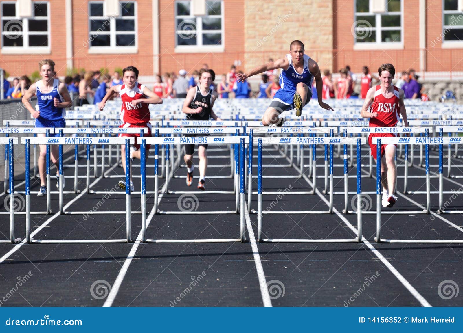 High School Boys Hurdles Race Editorial Photography - Image of outdoors ...