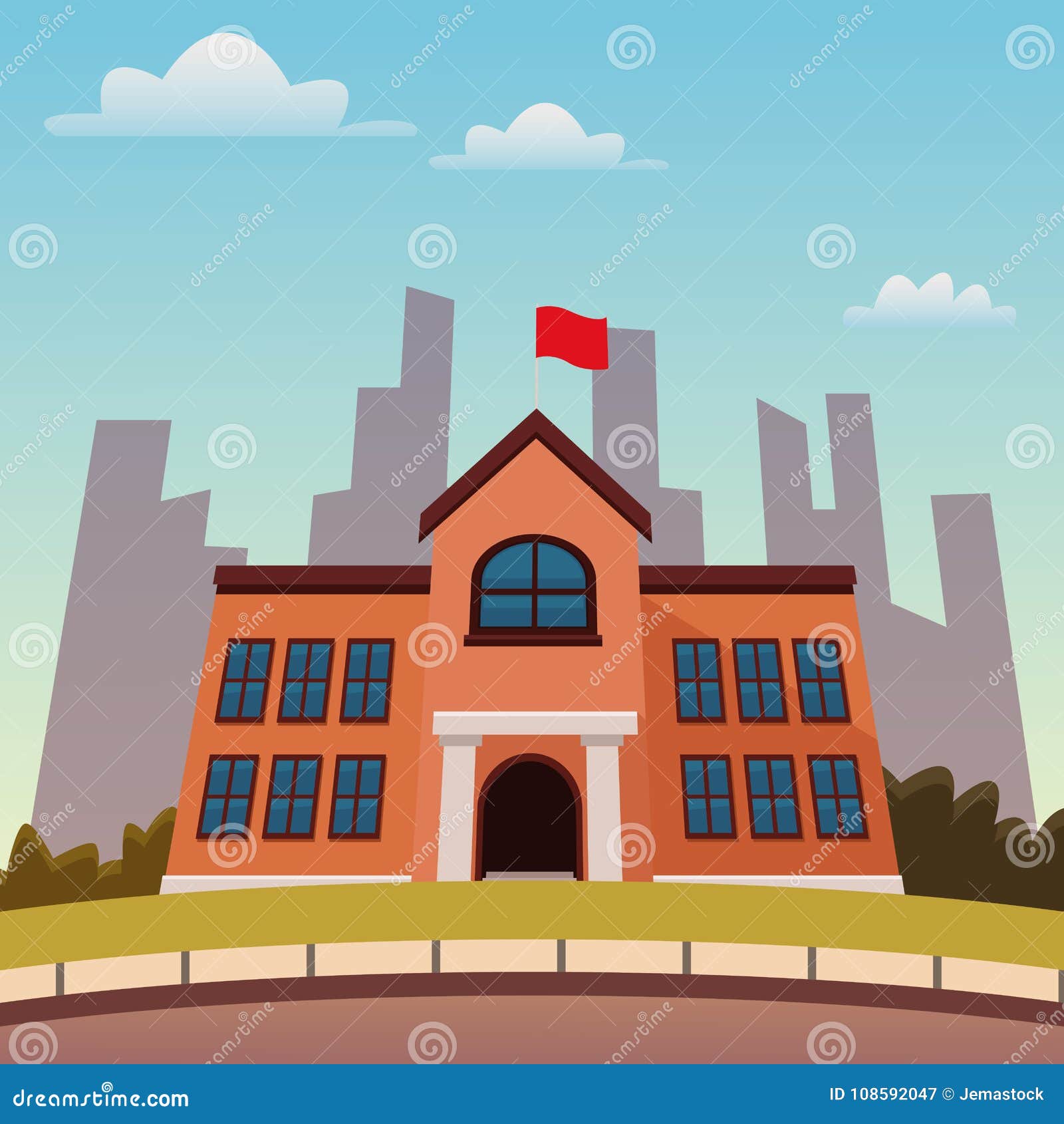 High school building stock vector. Illustration of architectural ...