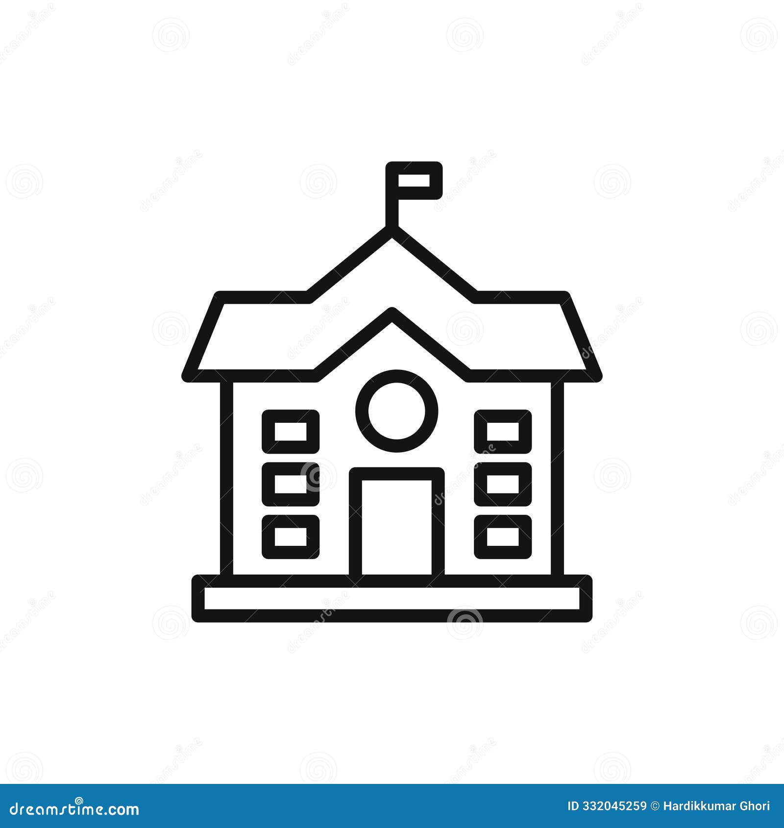 High School Building Icon Symbol on White Background Stock Vector ...