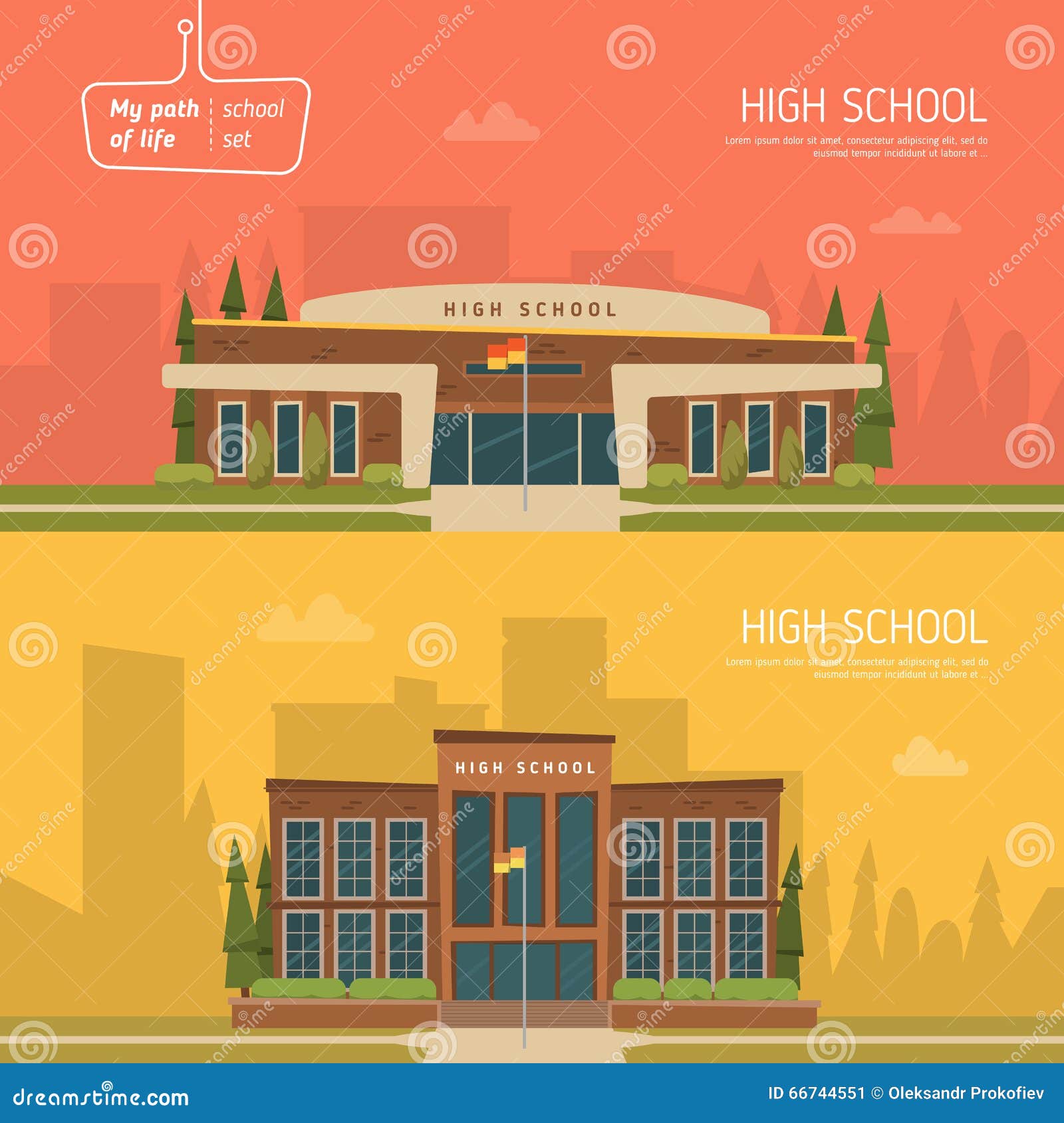 High School Building Vector Illustration Stock Vector - Illustration of ...