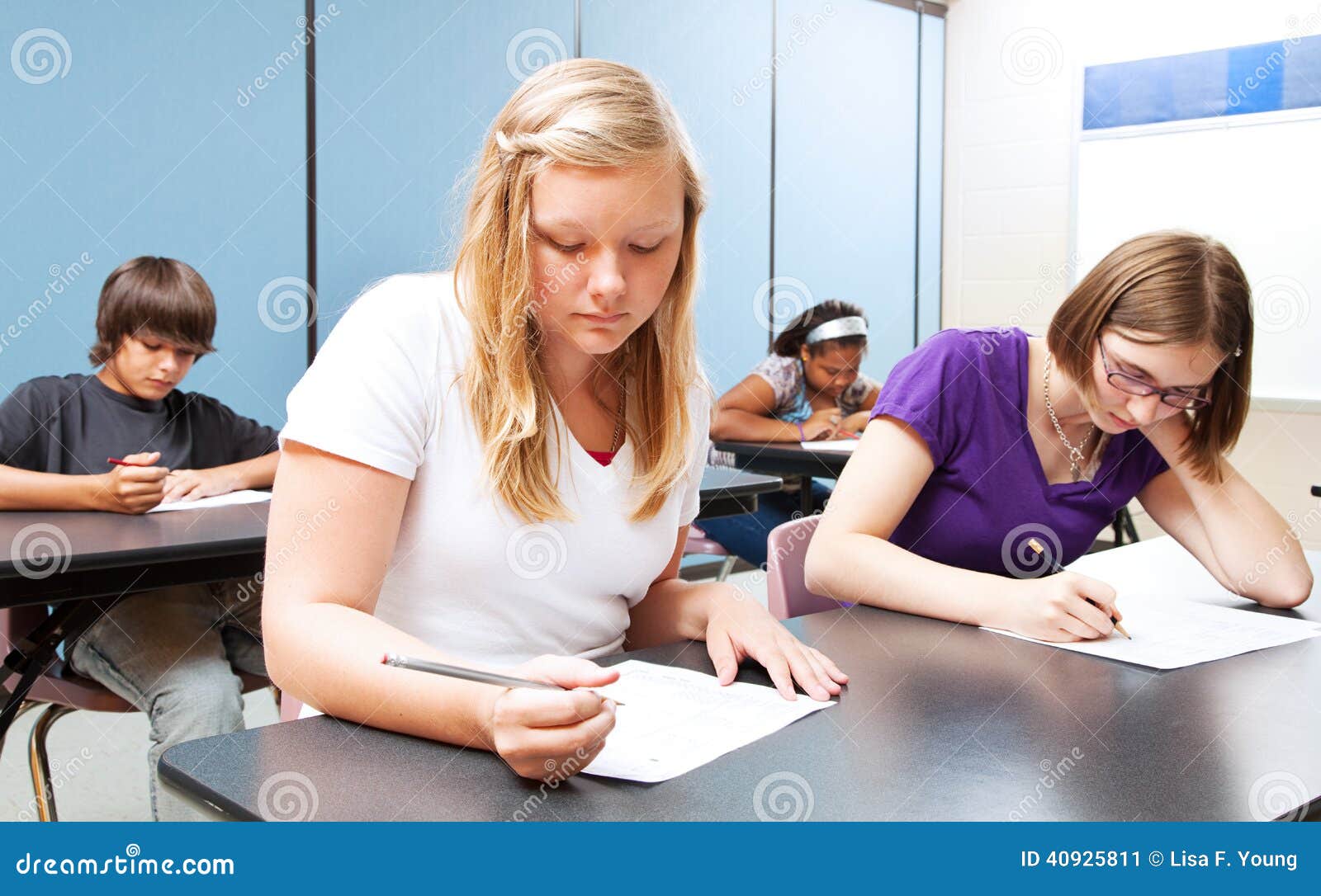 High School Class Test stock image. Image of kids, middle - 40925811