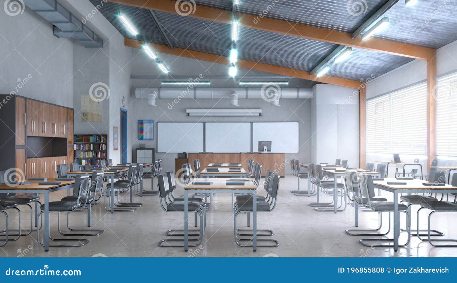 High School Classroom Interior. Stock Illustration - Illustration of ...