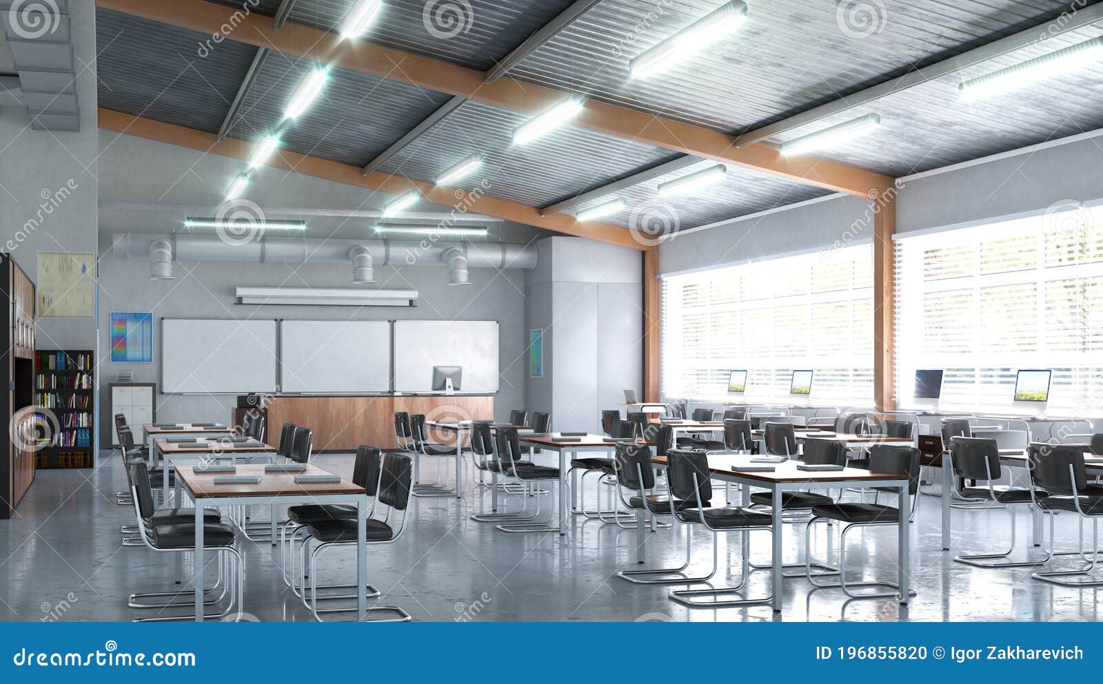 High School Classroom Interior. Stock Illustration - Illustration of ...