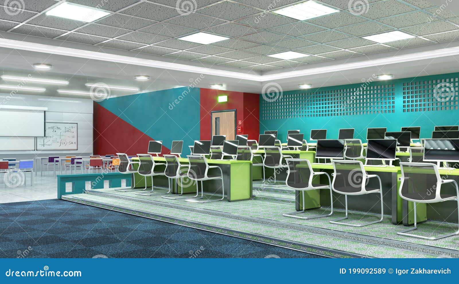 High School Classroom Interior. Stock Illustration - Illustration of ...