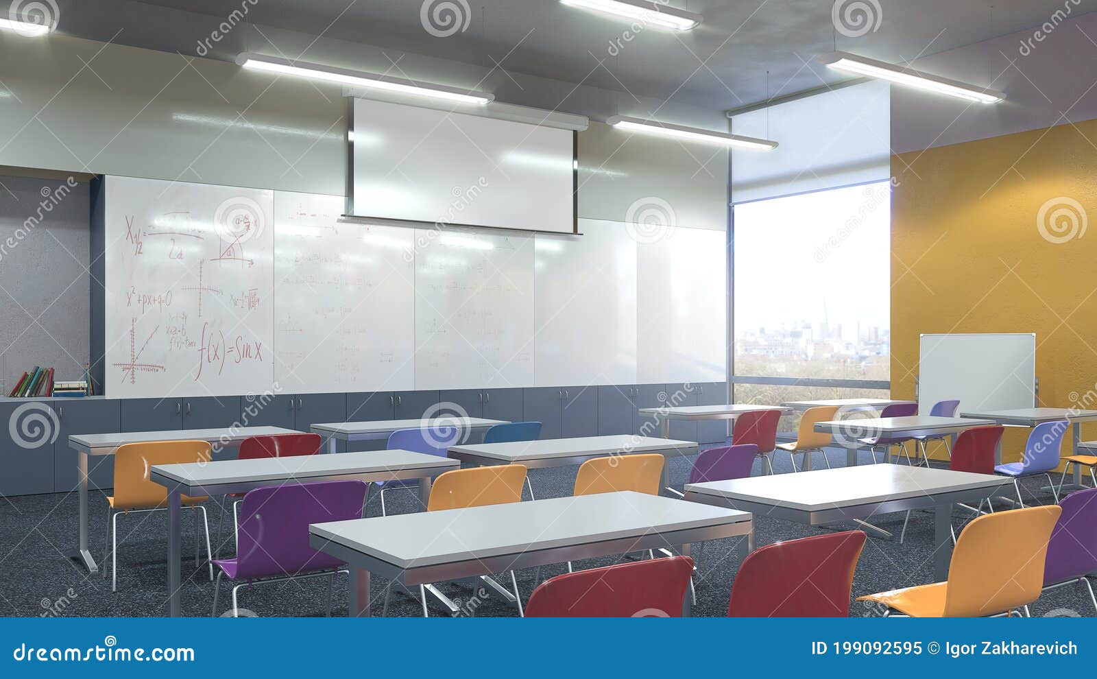 High School Classroom Interior. Stock Illustration - Illustration of ...