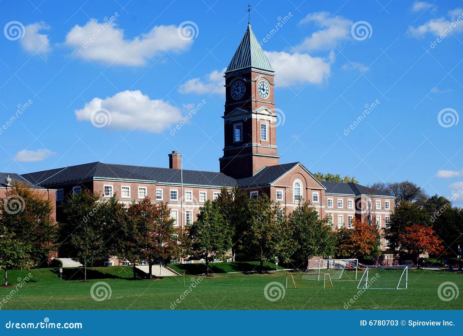 High School with Clocktower Stock Image - Image of field, high: 6780703