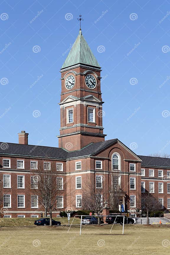 High School with Clocktower Stock Image - Image of clocktower, brick ...