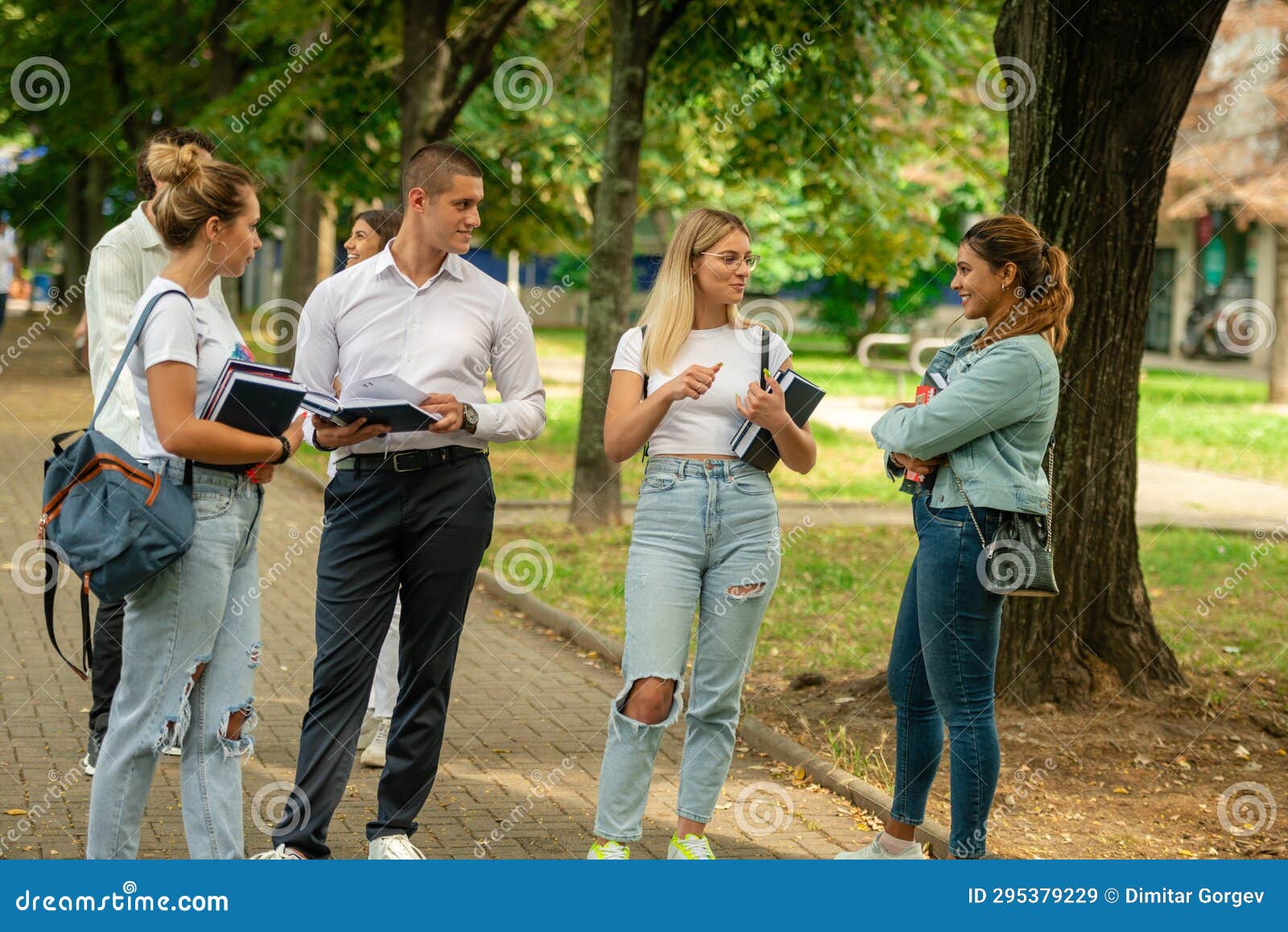 High School Colleagues Students Talking Outside Stock Image - Image of ...