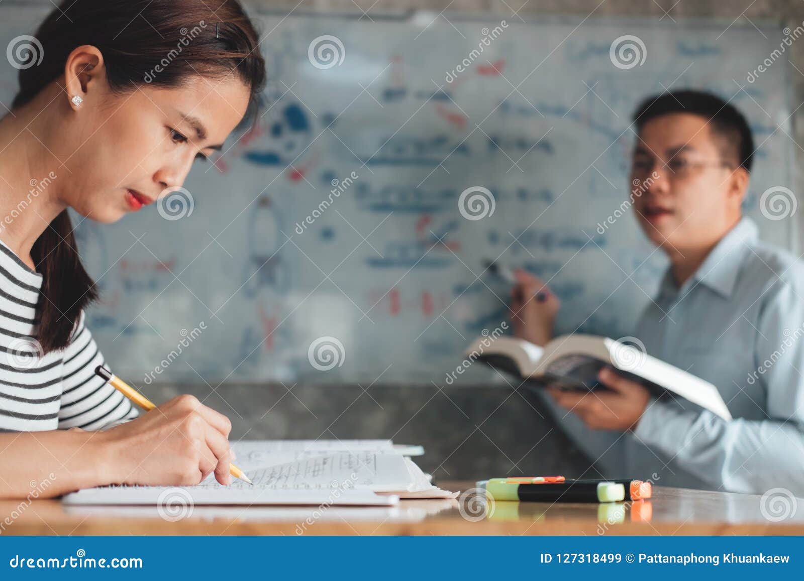 High School or College Student Group Catching Up Workbook and Le Stock ...