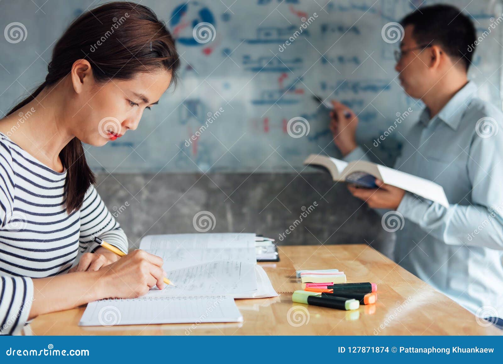 High School or College Student Group Catching Up Workbook and Le Stock ...