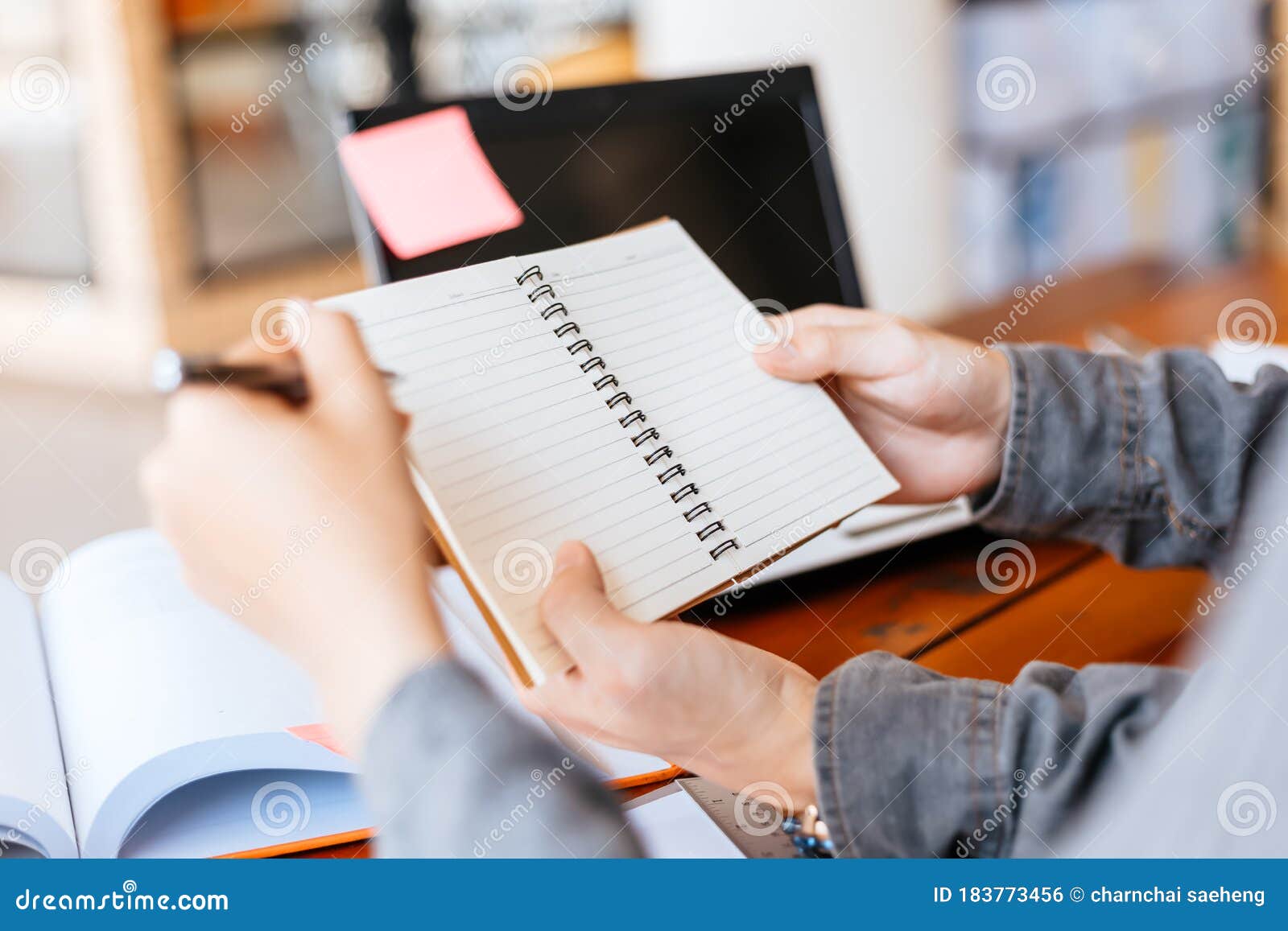 High School or College Students Group Catching Up Workbook and Learning ...