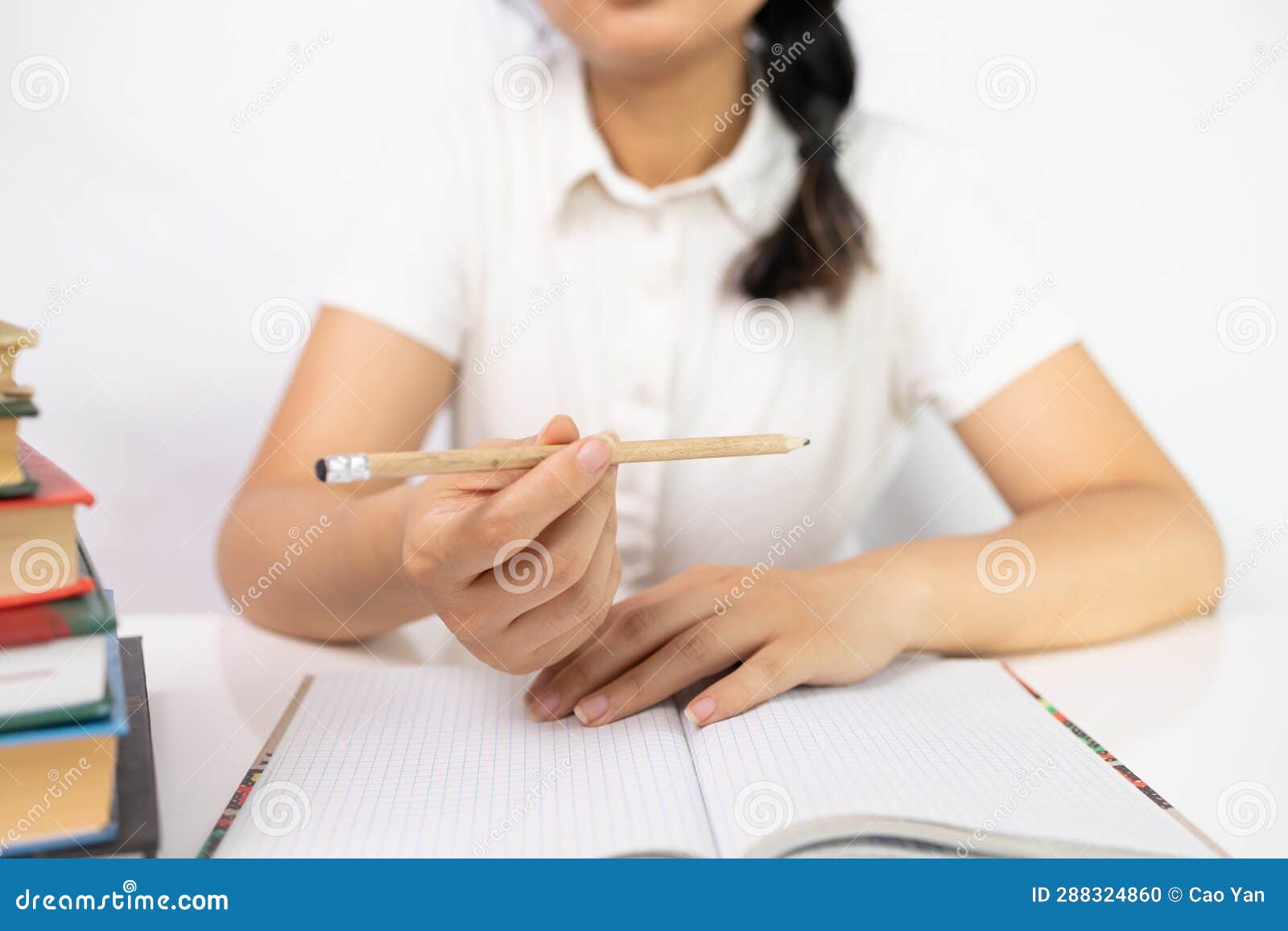 Student Preparing for College Test, Exam, Reading Book, Studying ...