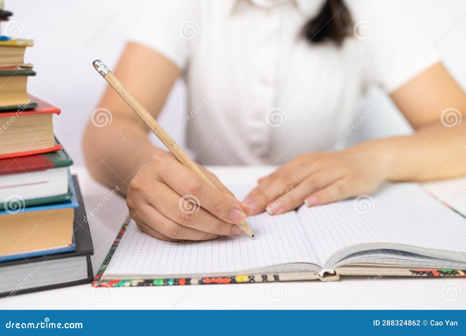 Student Preparing for College Test, Exam, Reading Book, Studying ...
