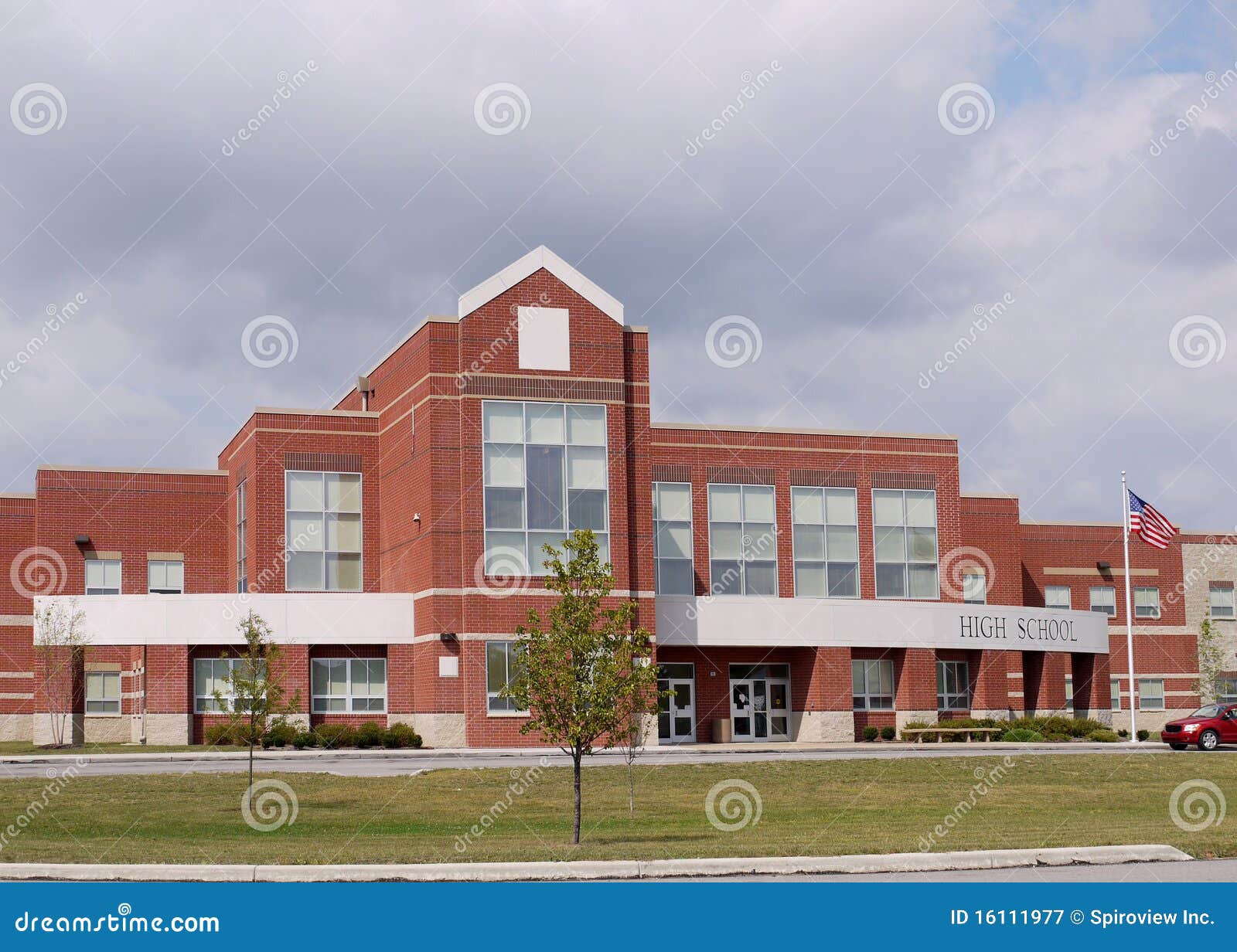 High school entrance stock image. Image of window, steps - 16111977