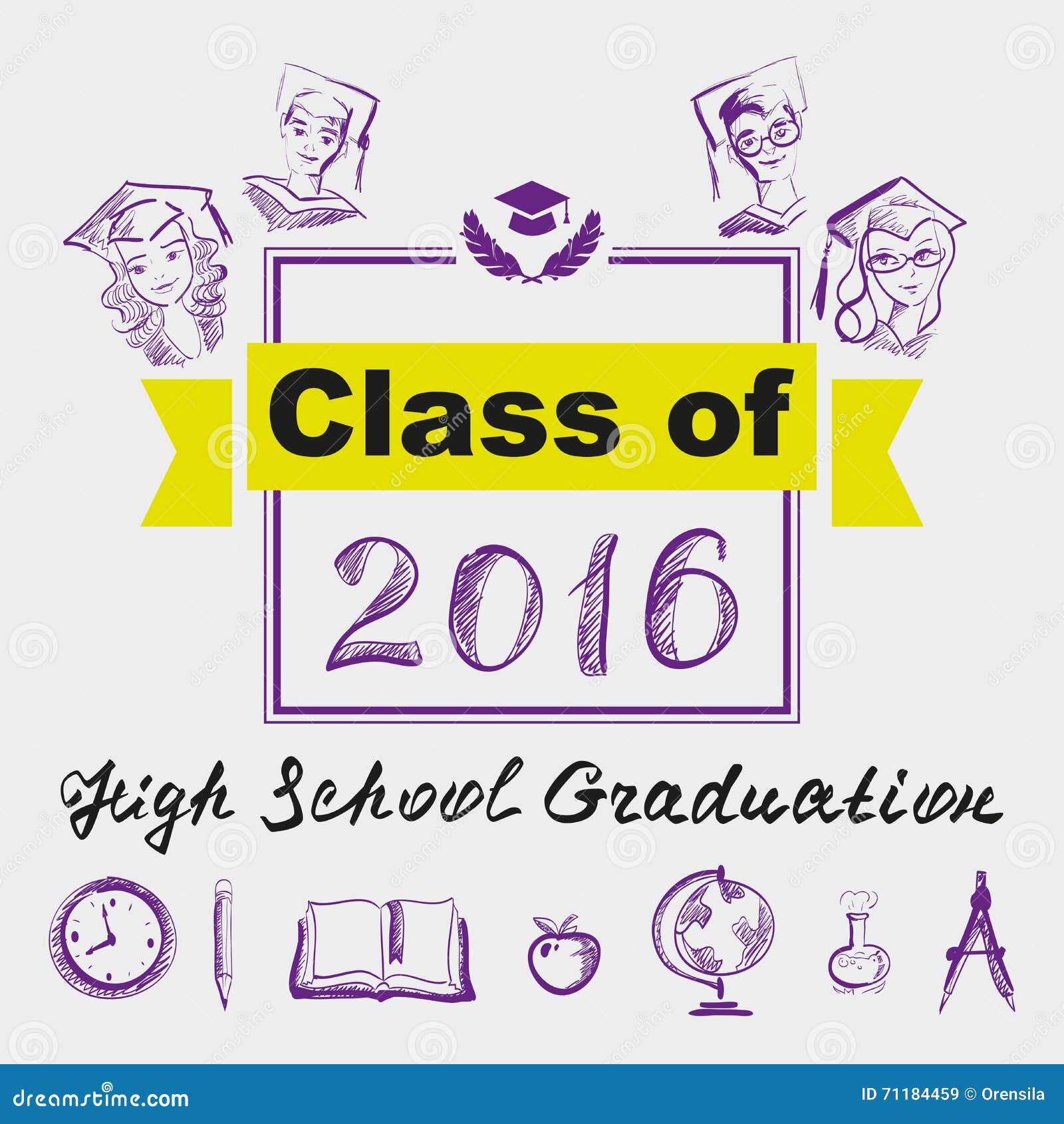 High School Graduation. Class of 2016 Stock Vector - Illustration of ...