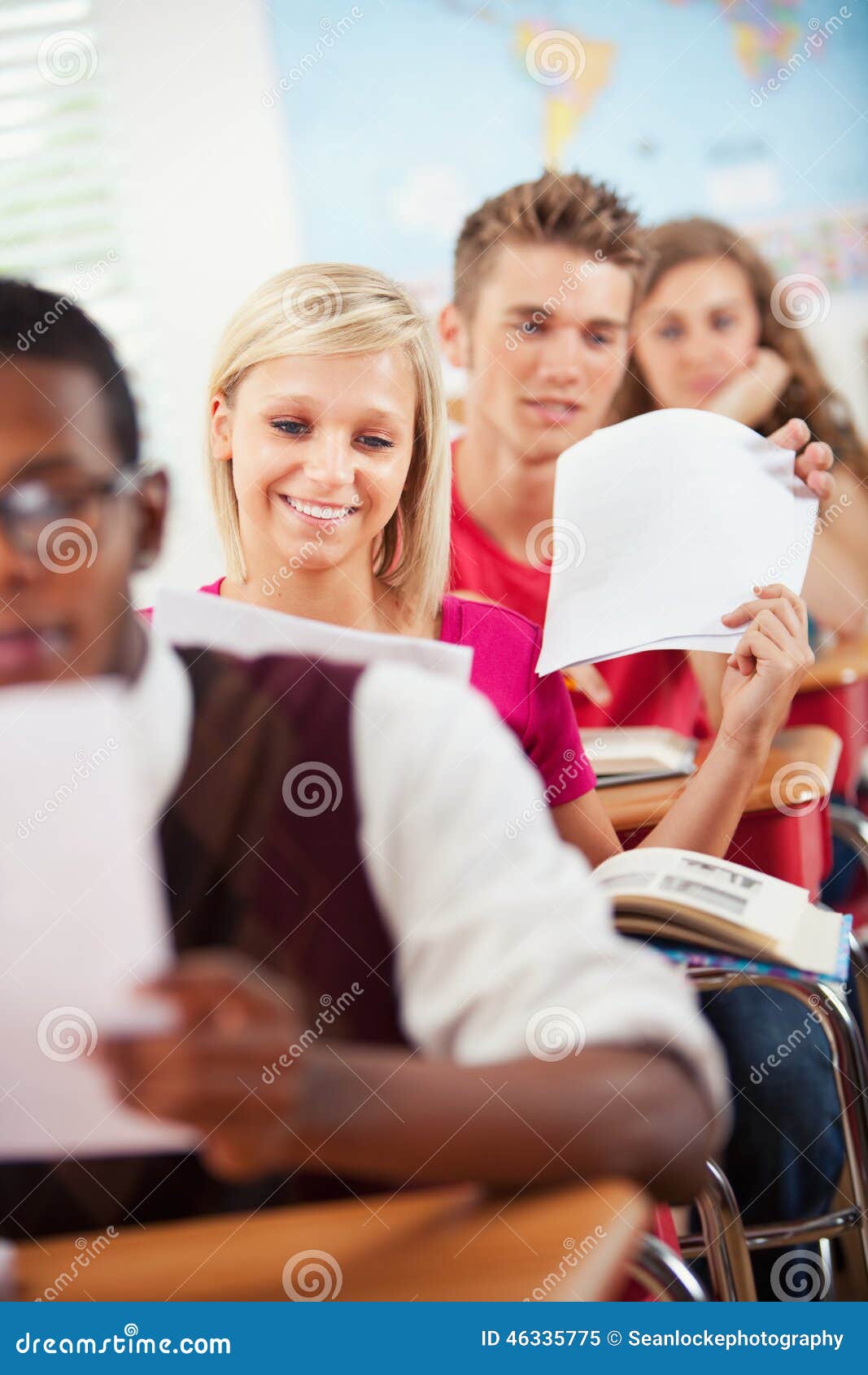 High School: Handing Back Graded Tests Stock Image - Image of toothy ...