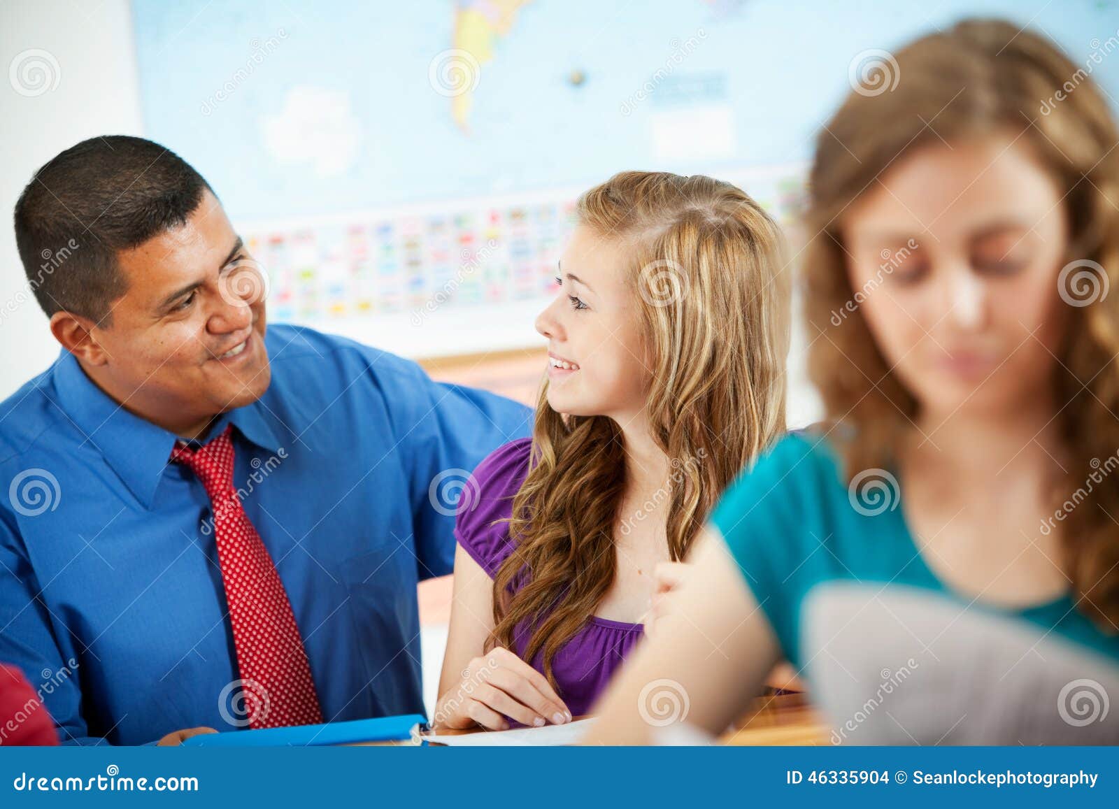 High School: Hispanic Teacher Helping Student Stock Photo - Image of ...