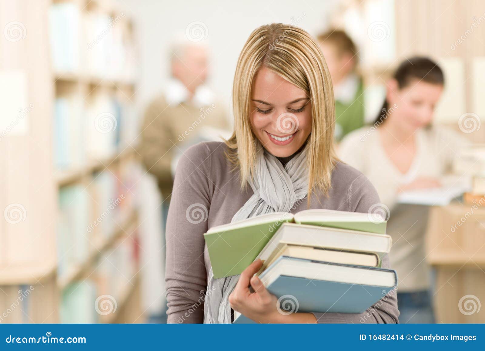 High School Library - Happy Student with Book Stock Photo - Image of ...