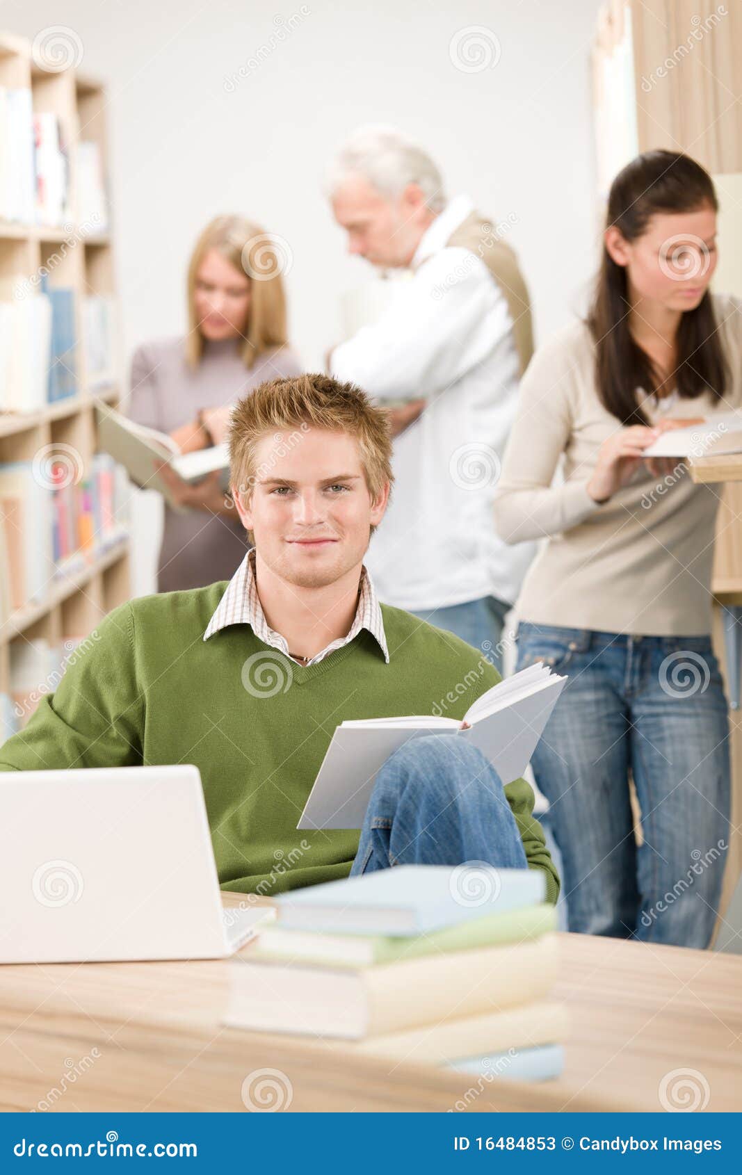 High School Library - Student with Book Stock Image - Image of student ...