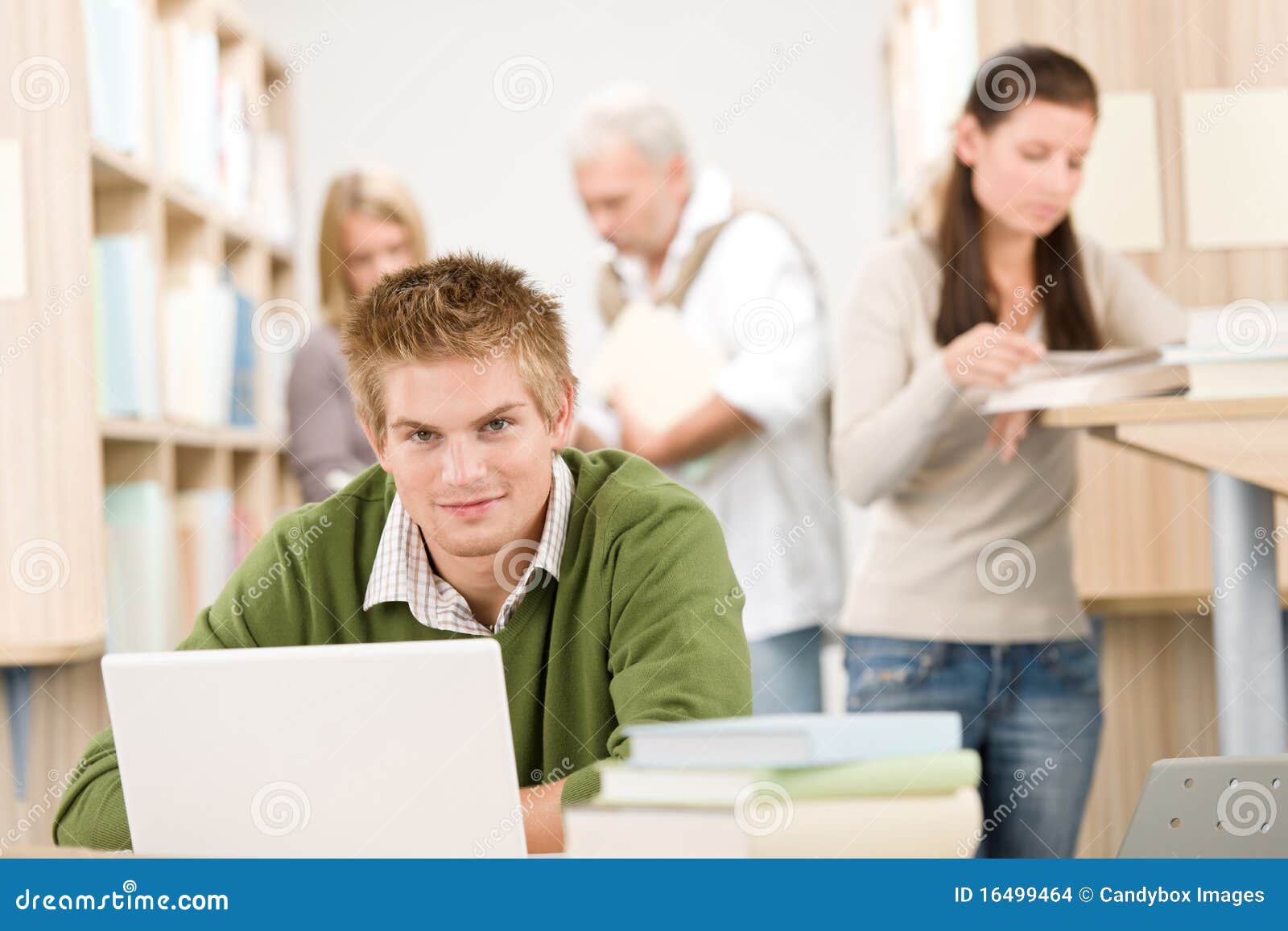 High School Library - Student with Book Stock Photo - Image of ...