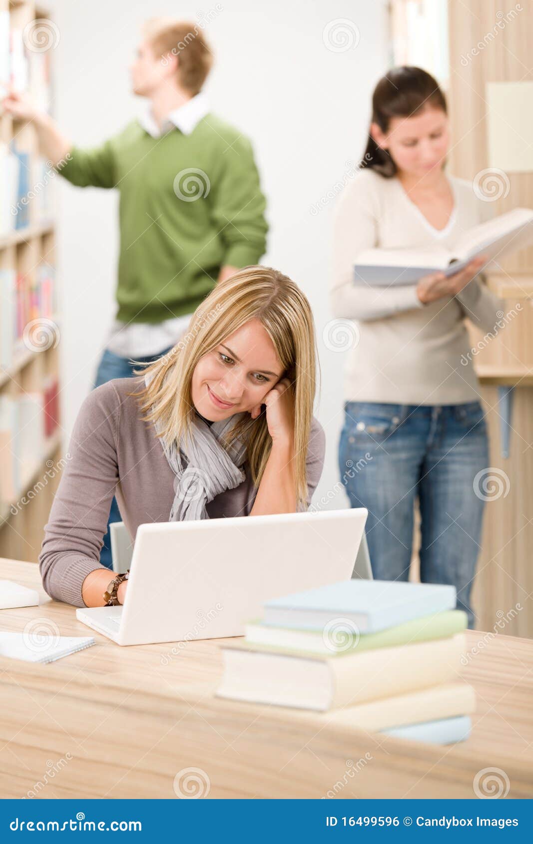 High School Library - Student with Laptop Stock Photo - Image of ...